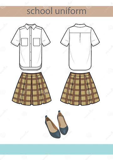 School or College Uniforms. Kids Clothes Vector Set Stock Illustration ...