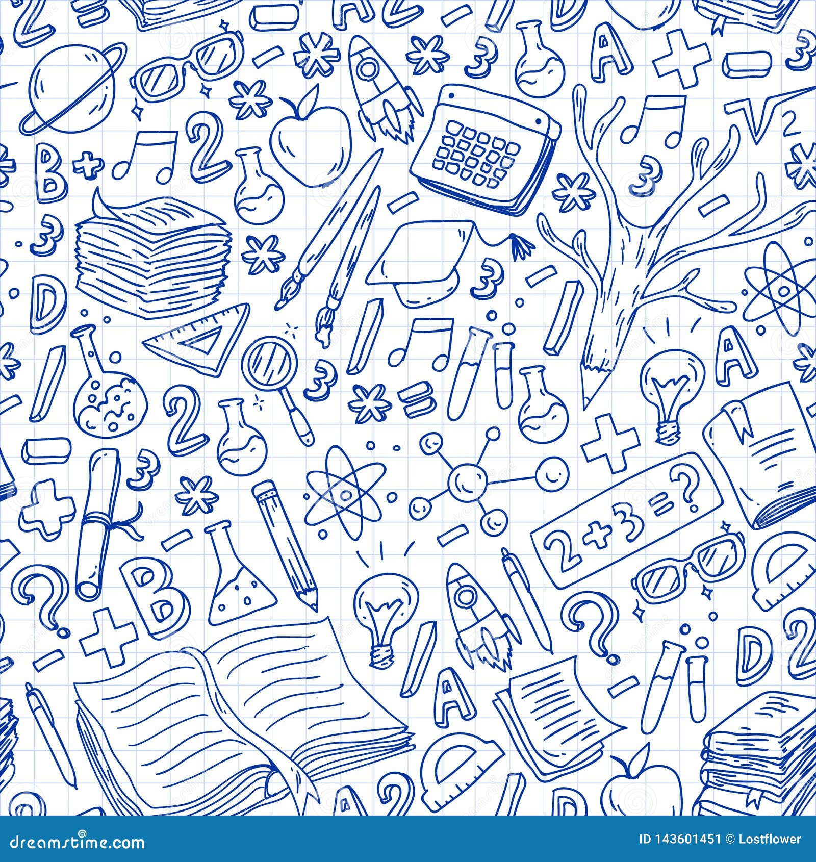 School, College, University, Kindergarten Pattern with Vector Elements ...