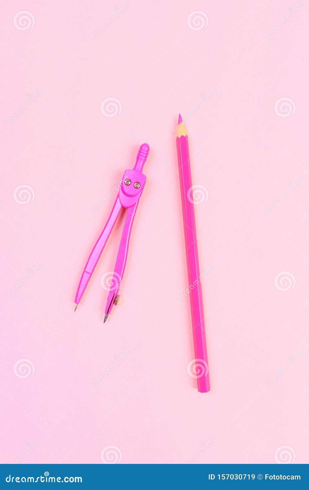School Color Compasses for Drawing Circles on Pink Background- Image ...