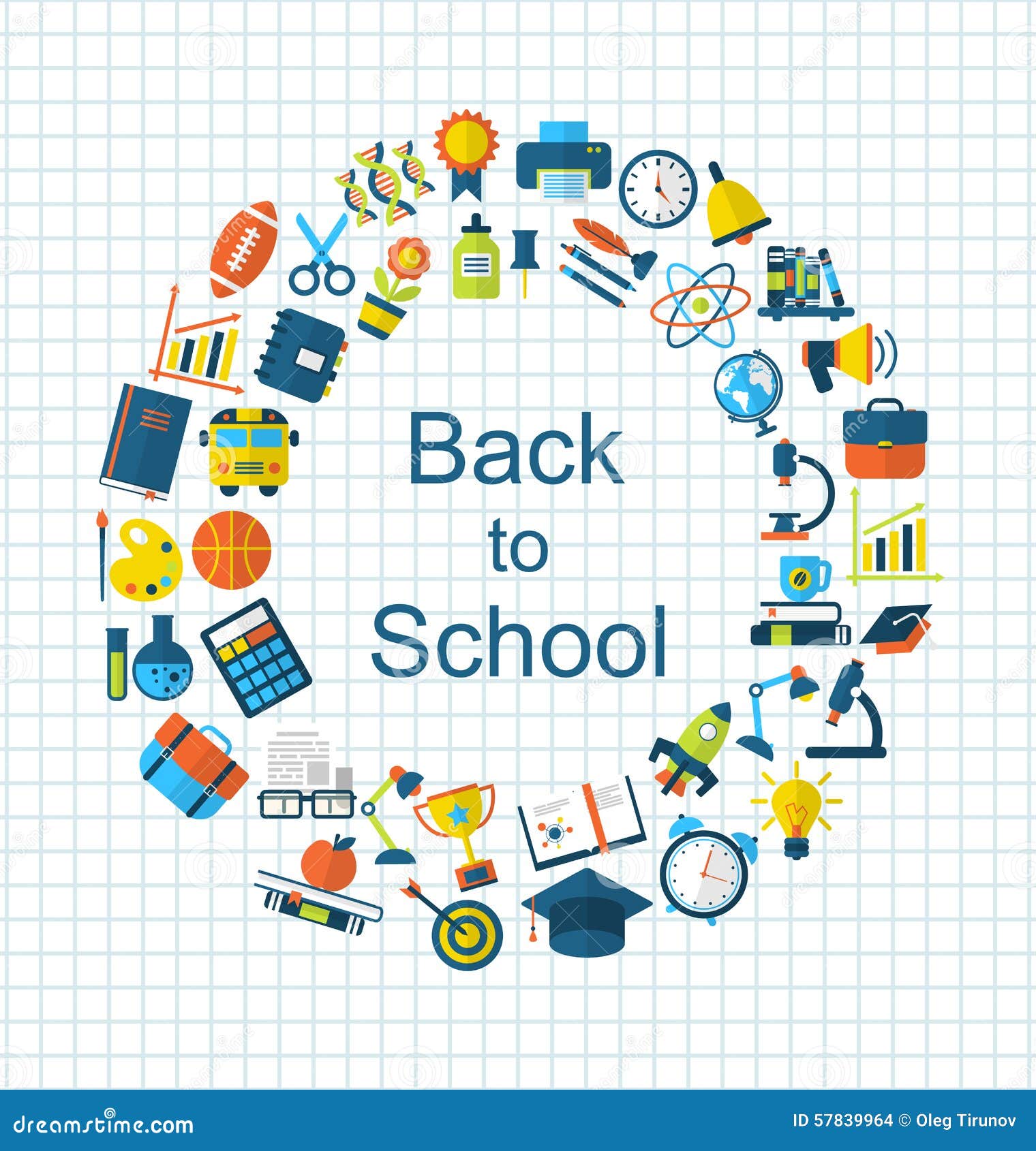 Kit Of School Colorful Simple Objects Cartoon Vector | CartoonDealer ...