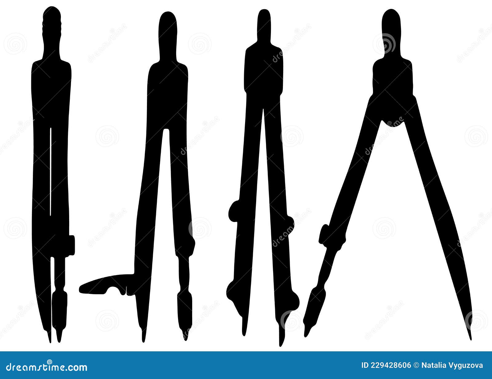 School compass in the set. stock vector. Illustration of vector - 229428606