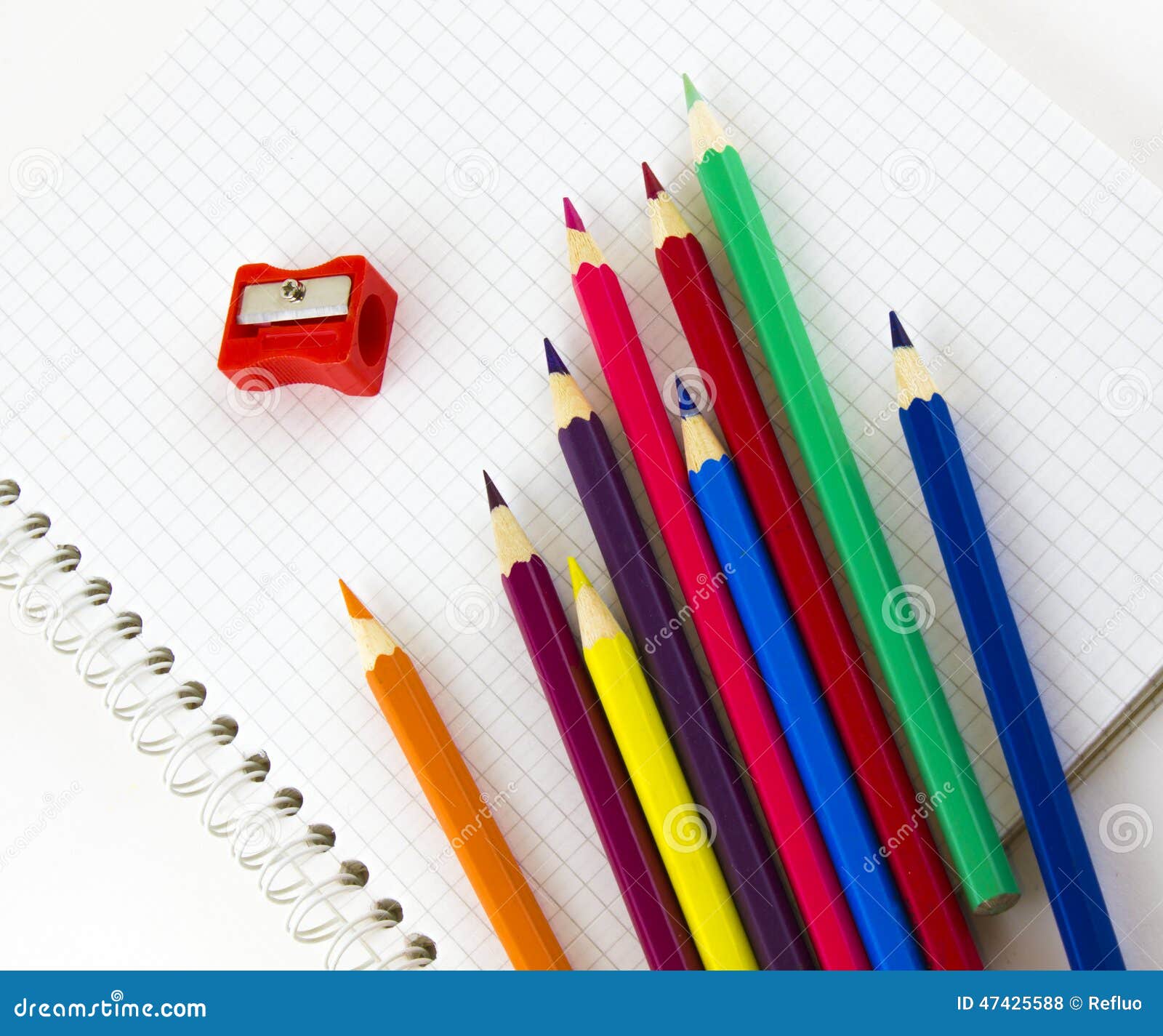 School Copybook and Pencils Stock Photo - Image of tools, white: 47425588