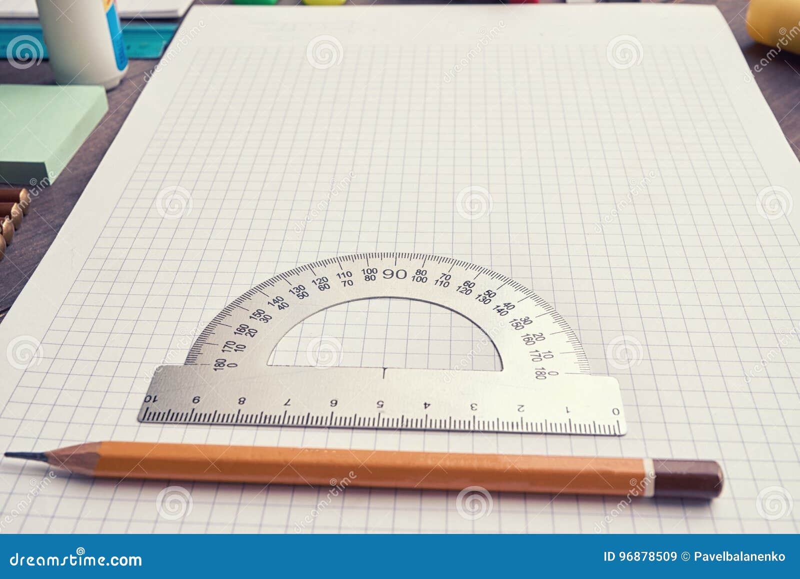 School Copybook Square Lined with Pencil Stock Image - Image of supply ...