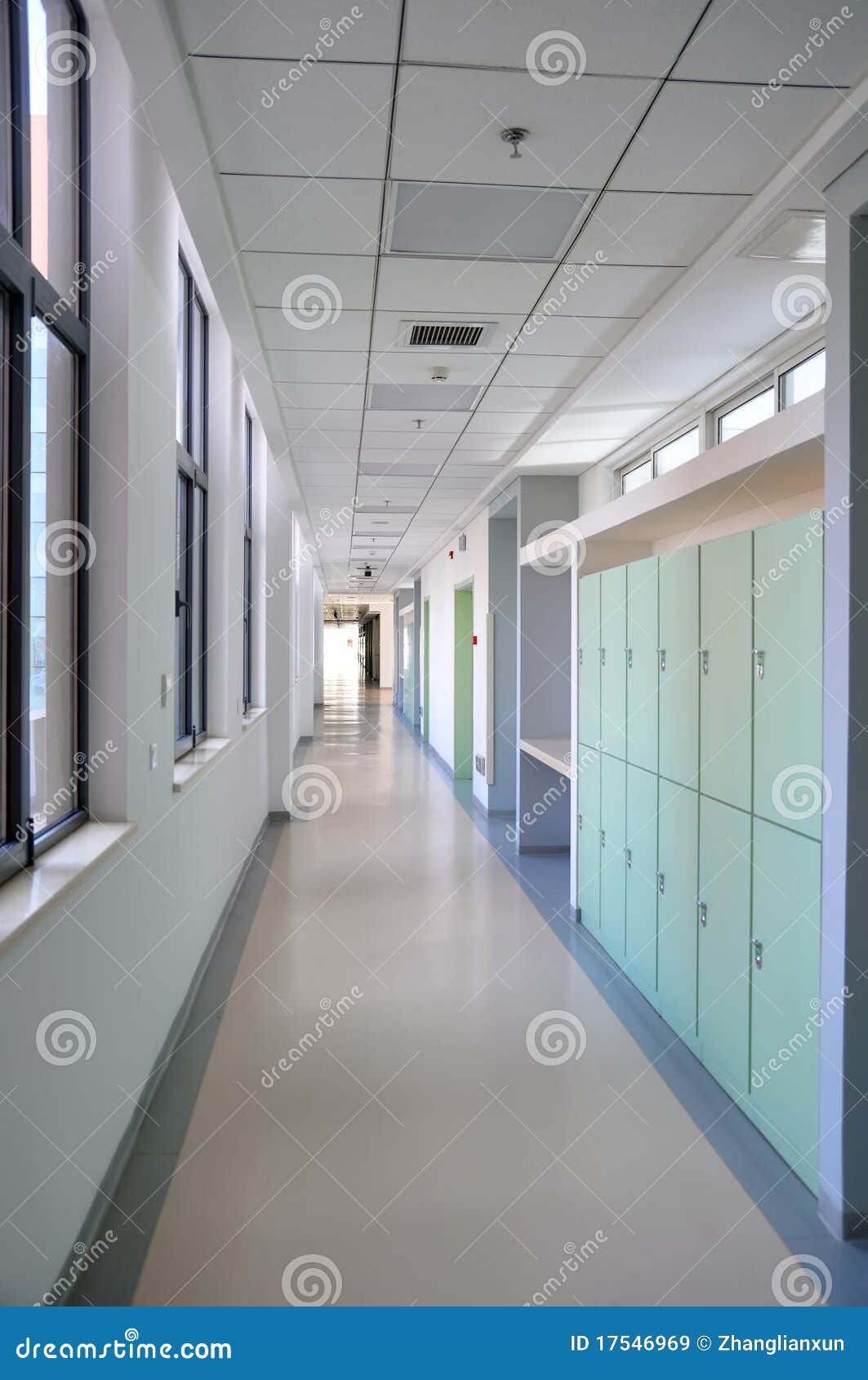 School Corridor stock image. Image of bright, modern - 17546969