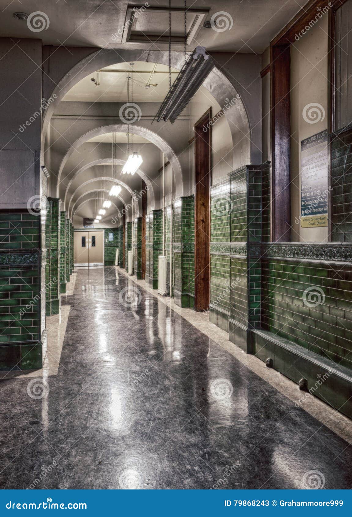 School corridor stock image. Image of grungy, deserted - 79868243