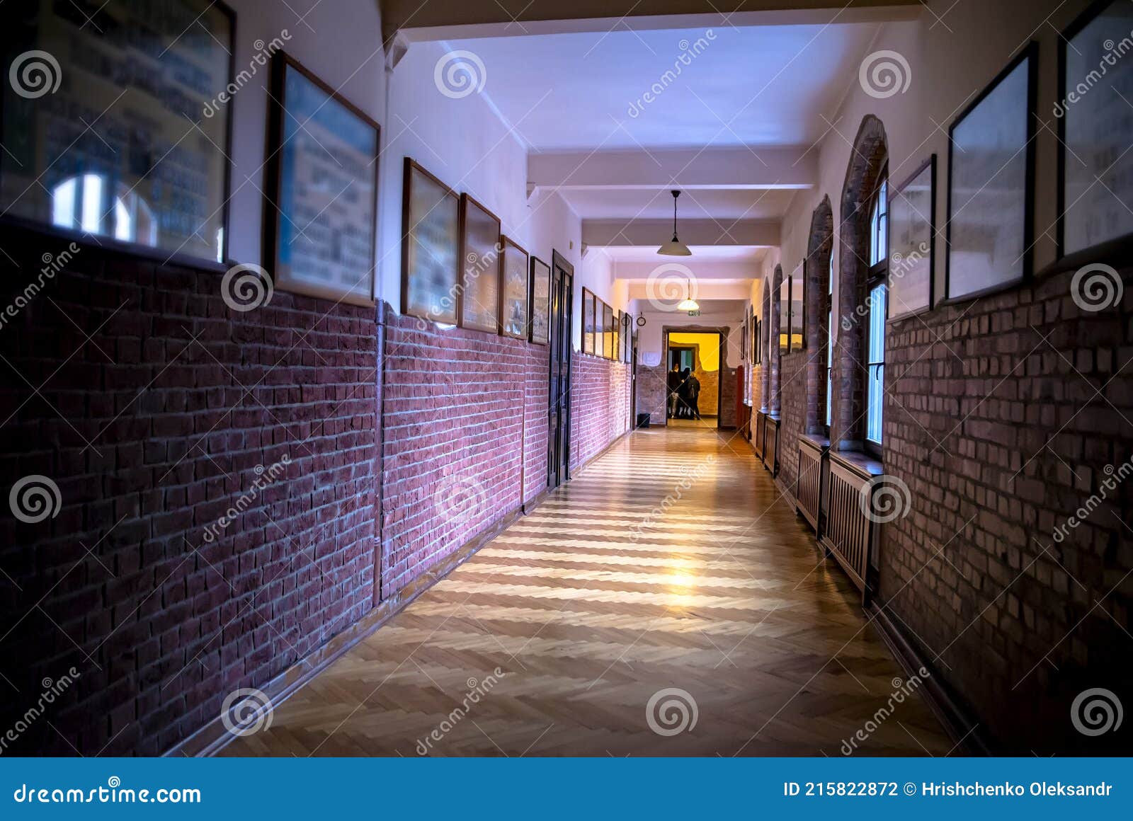 School Corridor Inside the Old Building Stock Photo - Image of ...