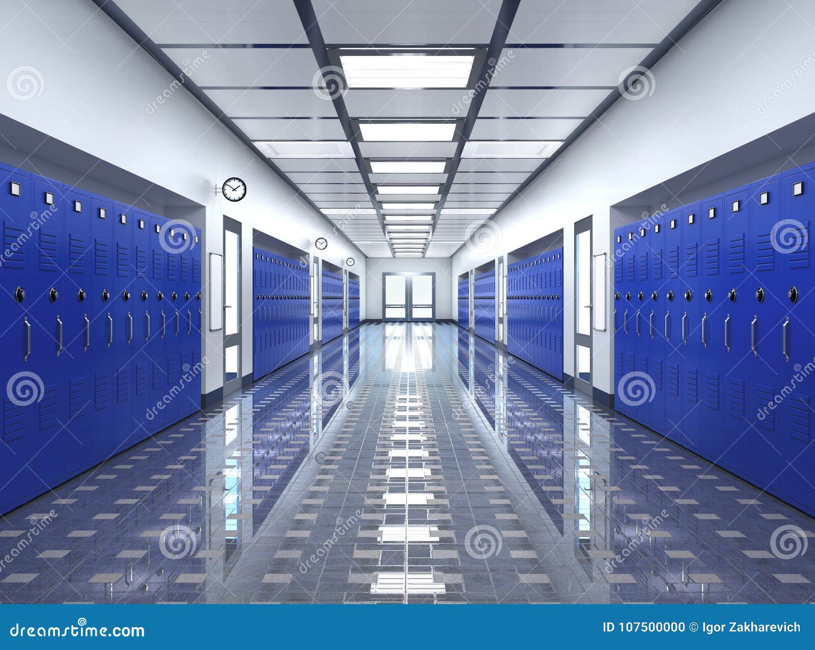 School Corridor Classroom Interior Style Hallway Cartoon Vector ...