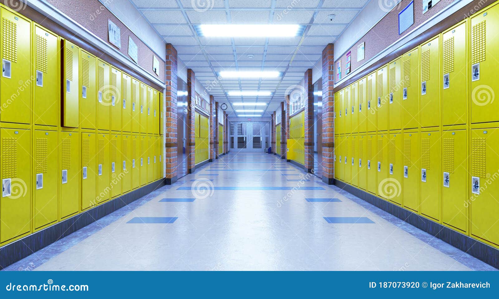 School Corridor With Lockers. Stock Illustration | CartoonDealer.com ...