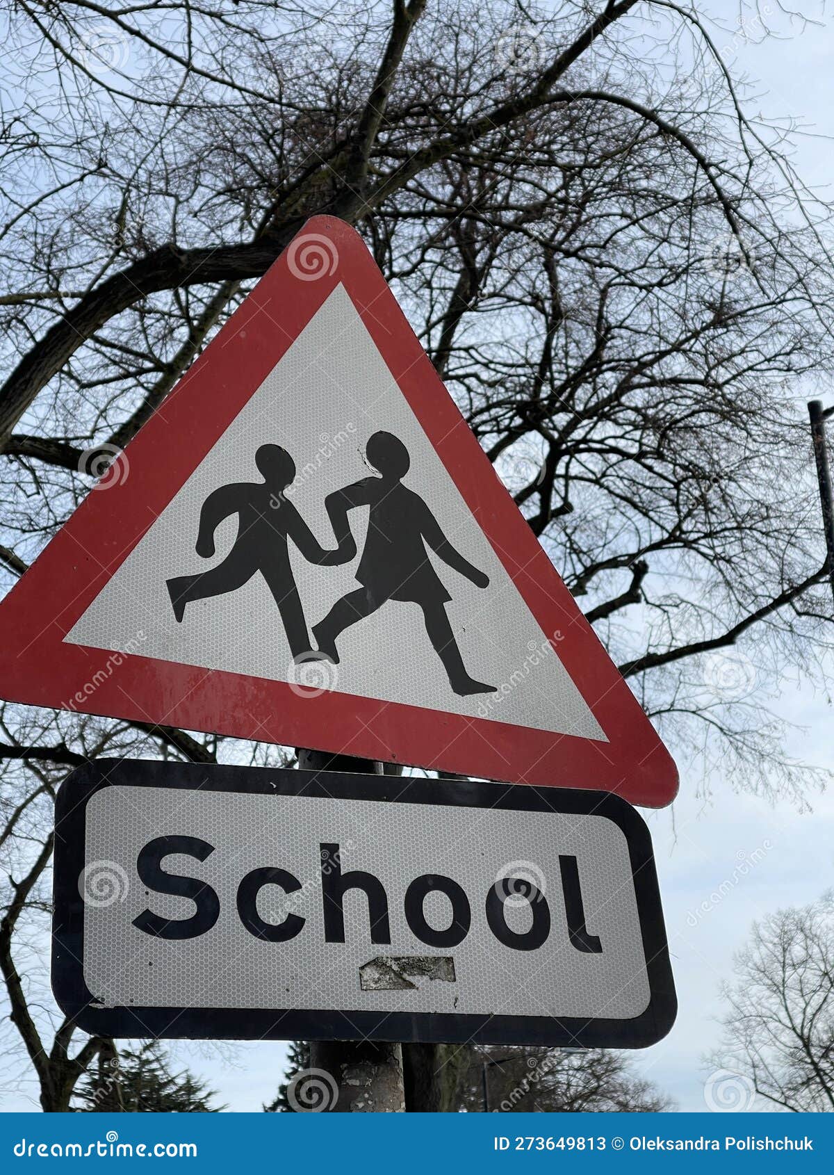 School crossing road sign stock image. Image of city - 273649813