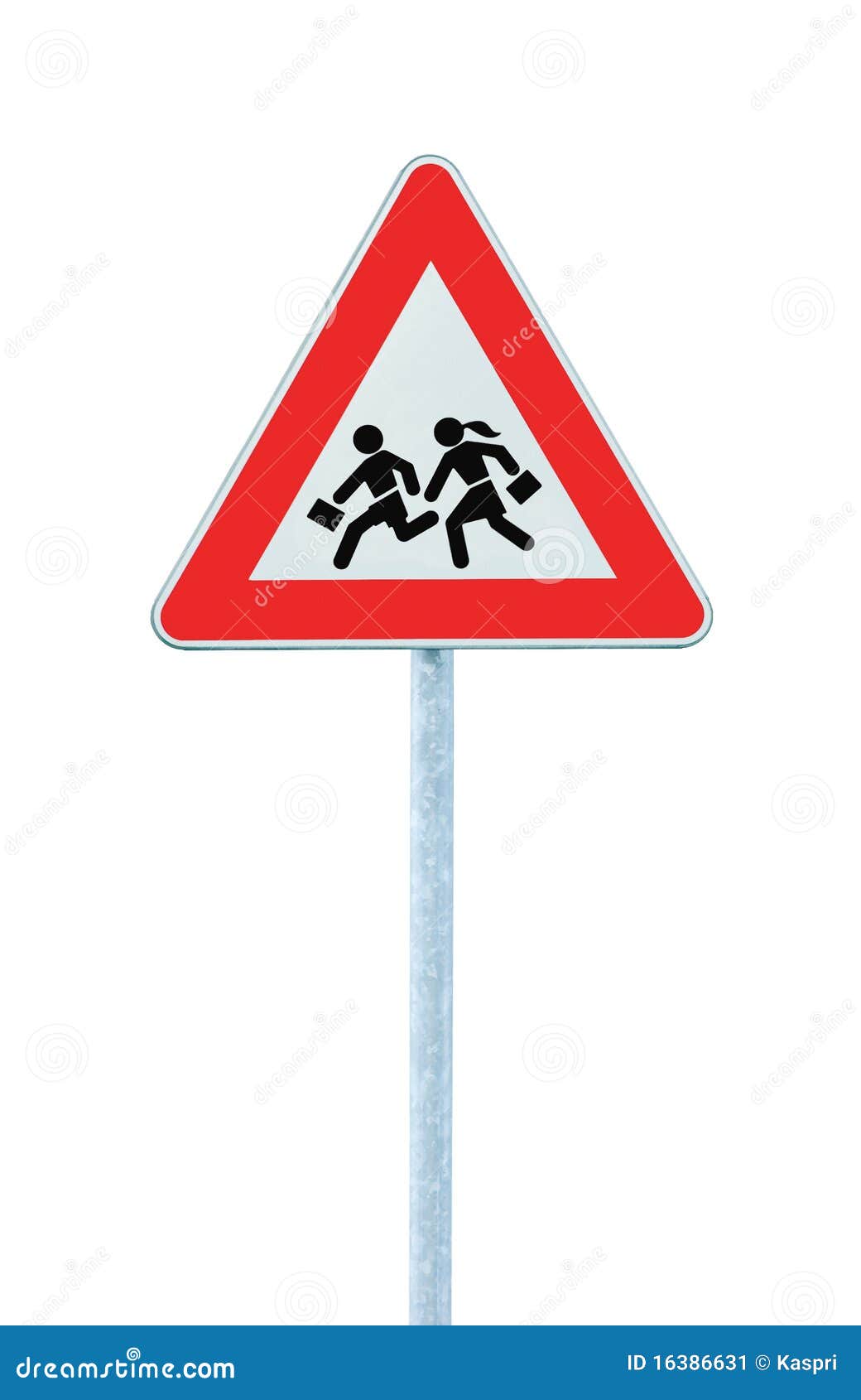 School Crossing Roadside Warning Sign Isolated Stock Image - Image of ...