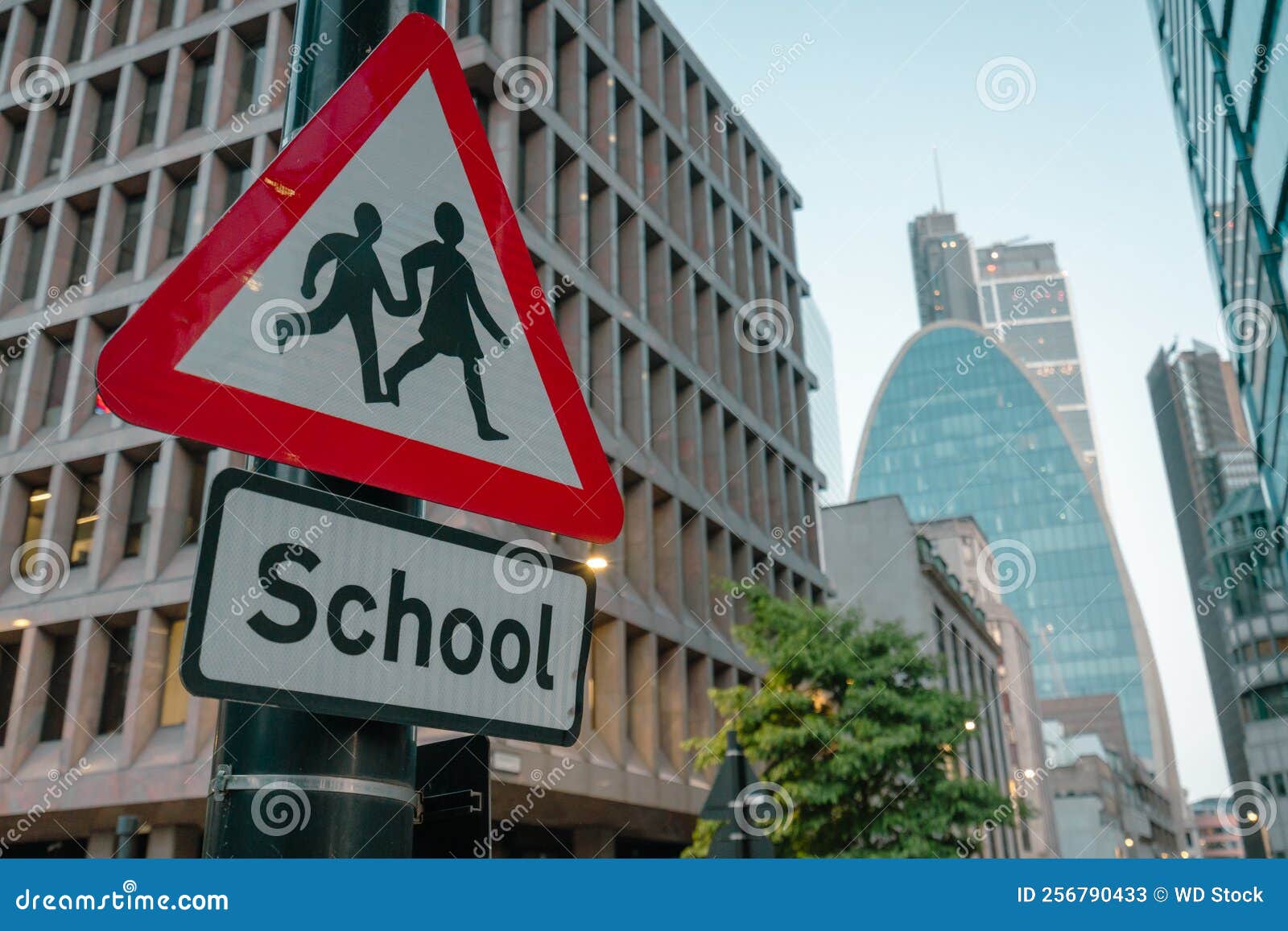 School Crossing Sign in a City Stock Image - Image of infrastructure ...