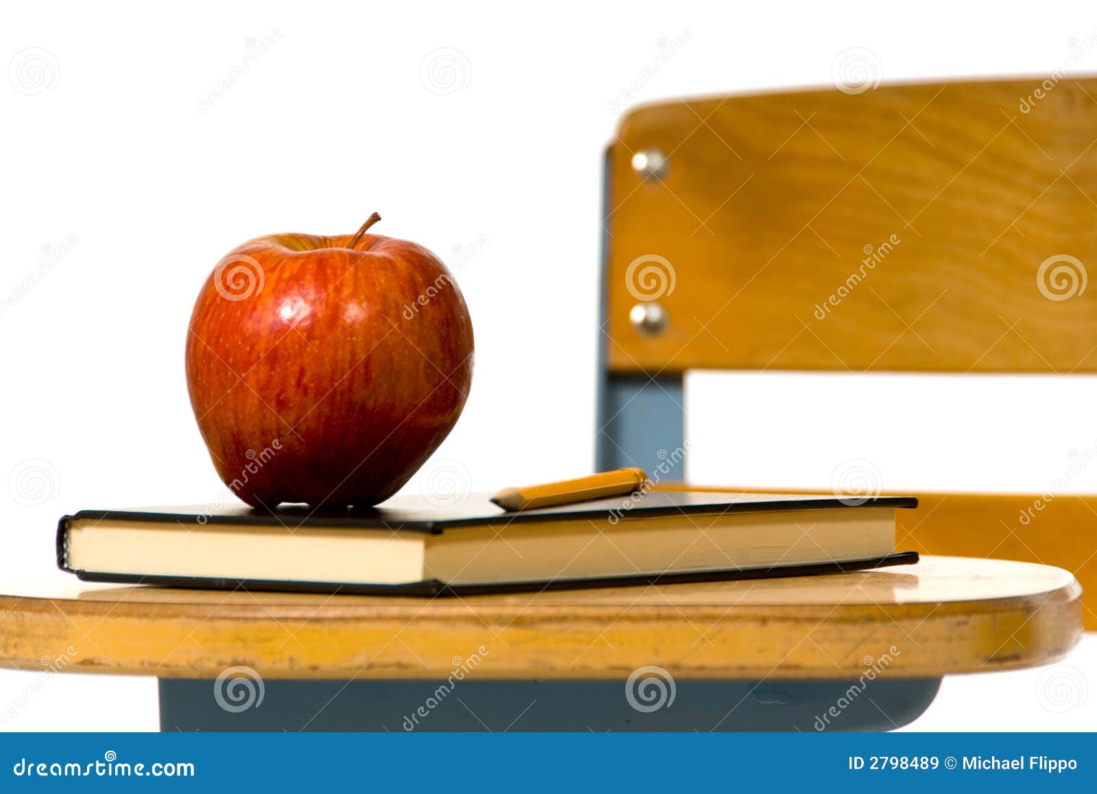 School desk with apple stock image. Image of gift, fall - 2798489