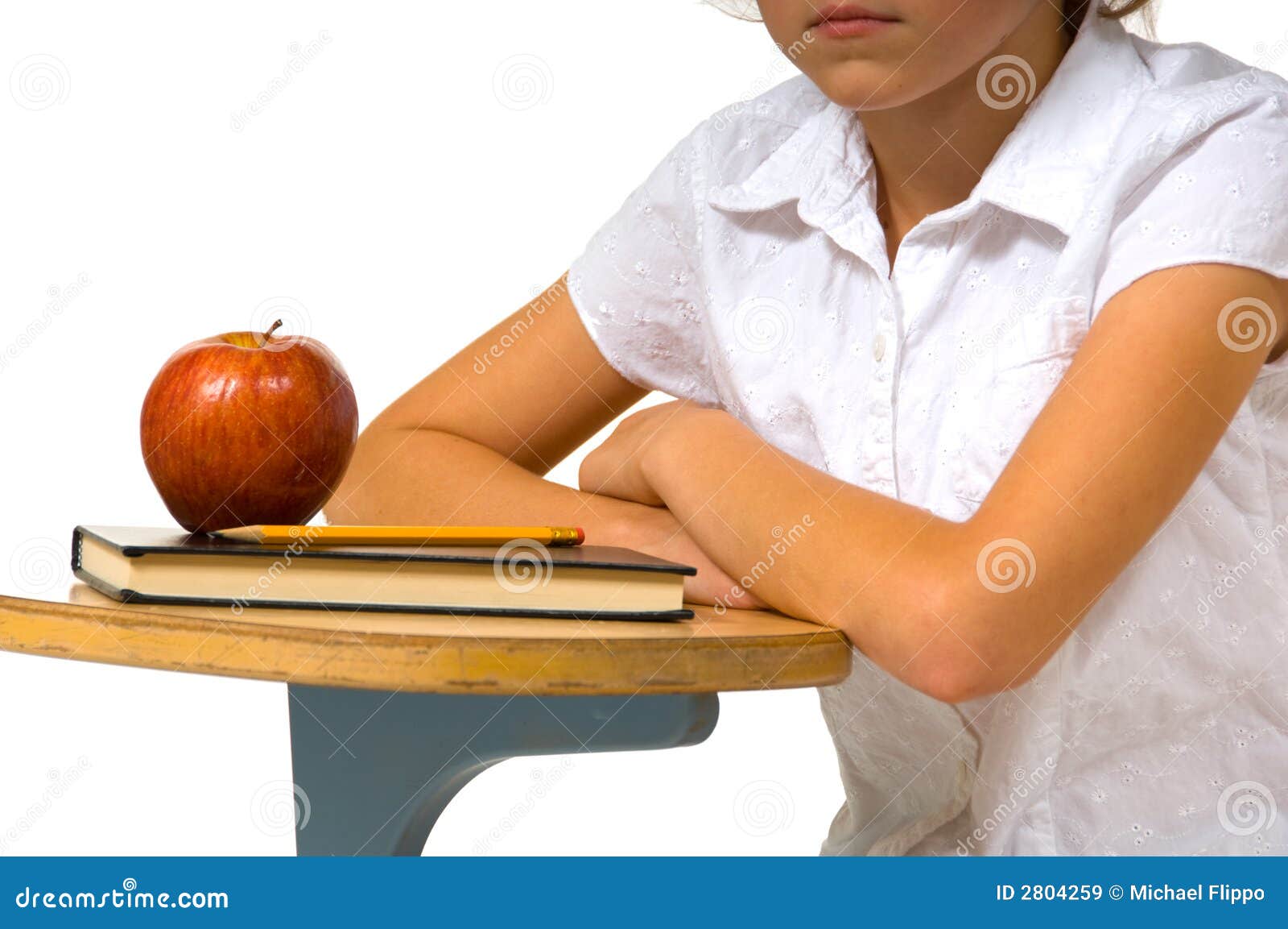 School desk with apple stock image. Image of desk, cute - 2804259