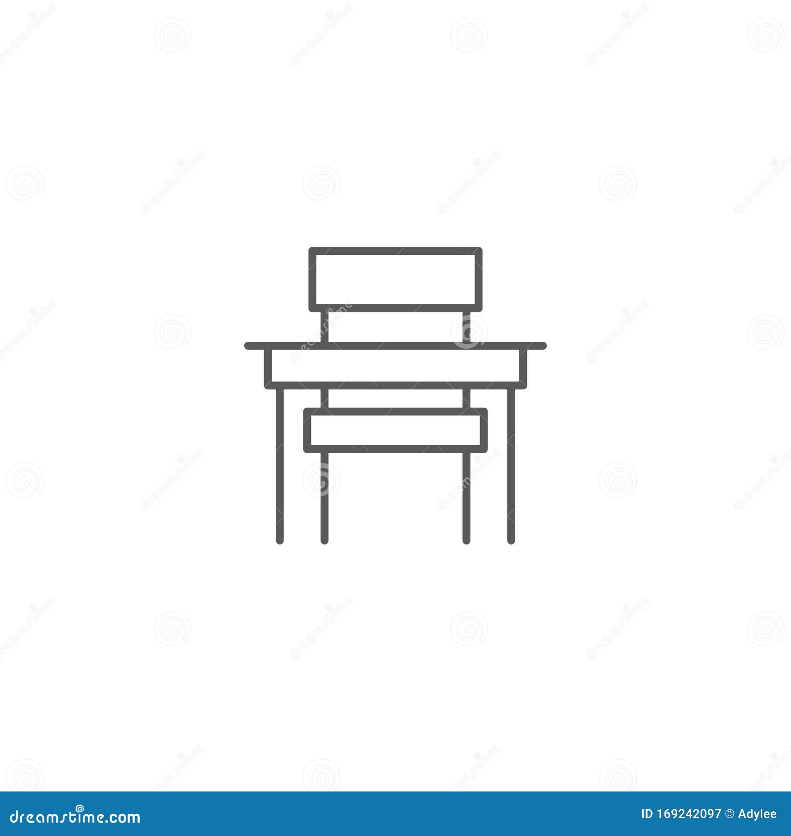 School Desk and a Chair Vector Icon Symbol Isolated on White Background ...