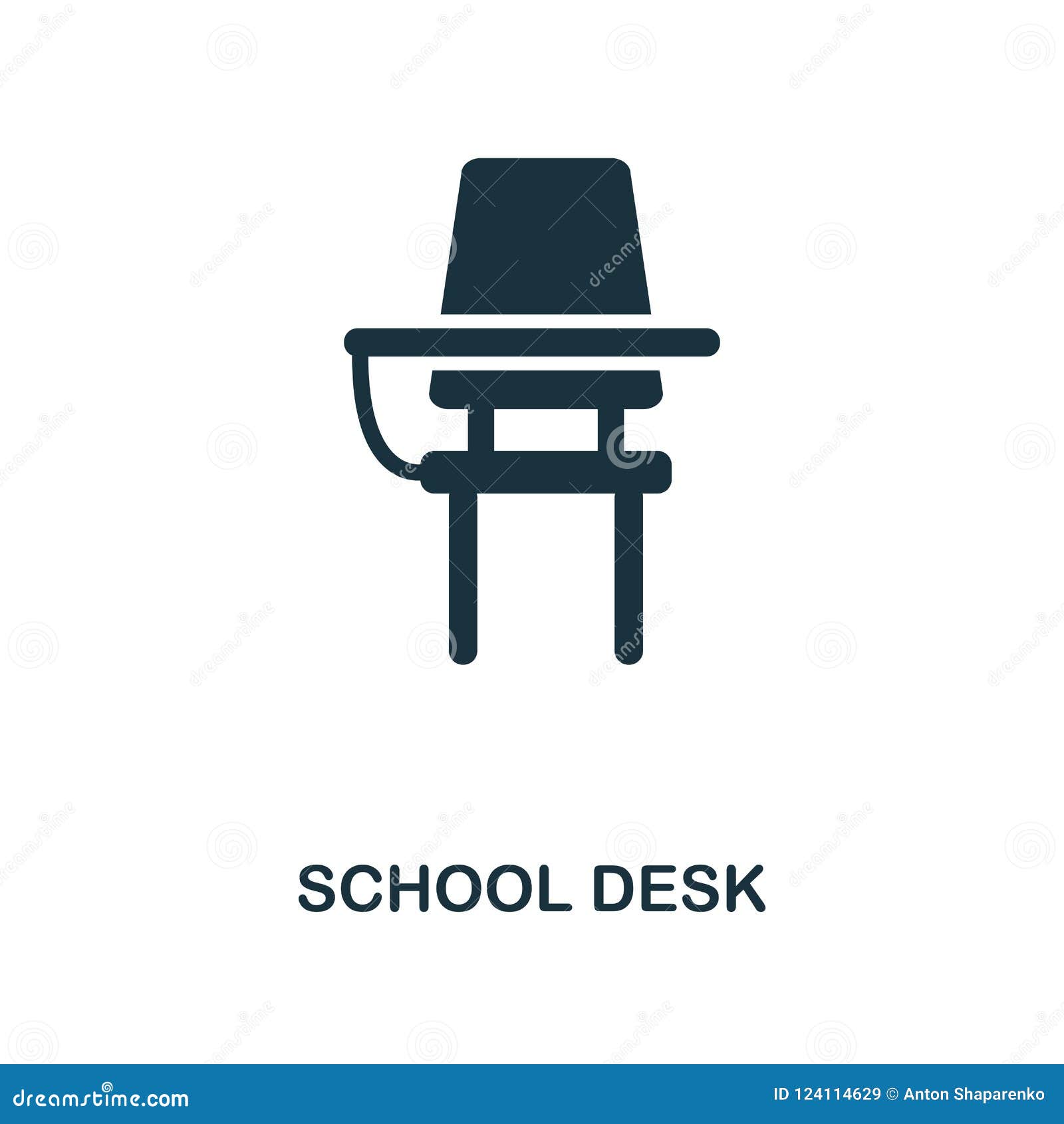 School Desk Icon. Monochrome Style Icon Design from School Icon ...