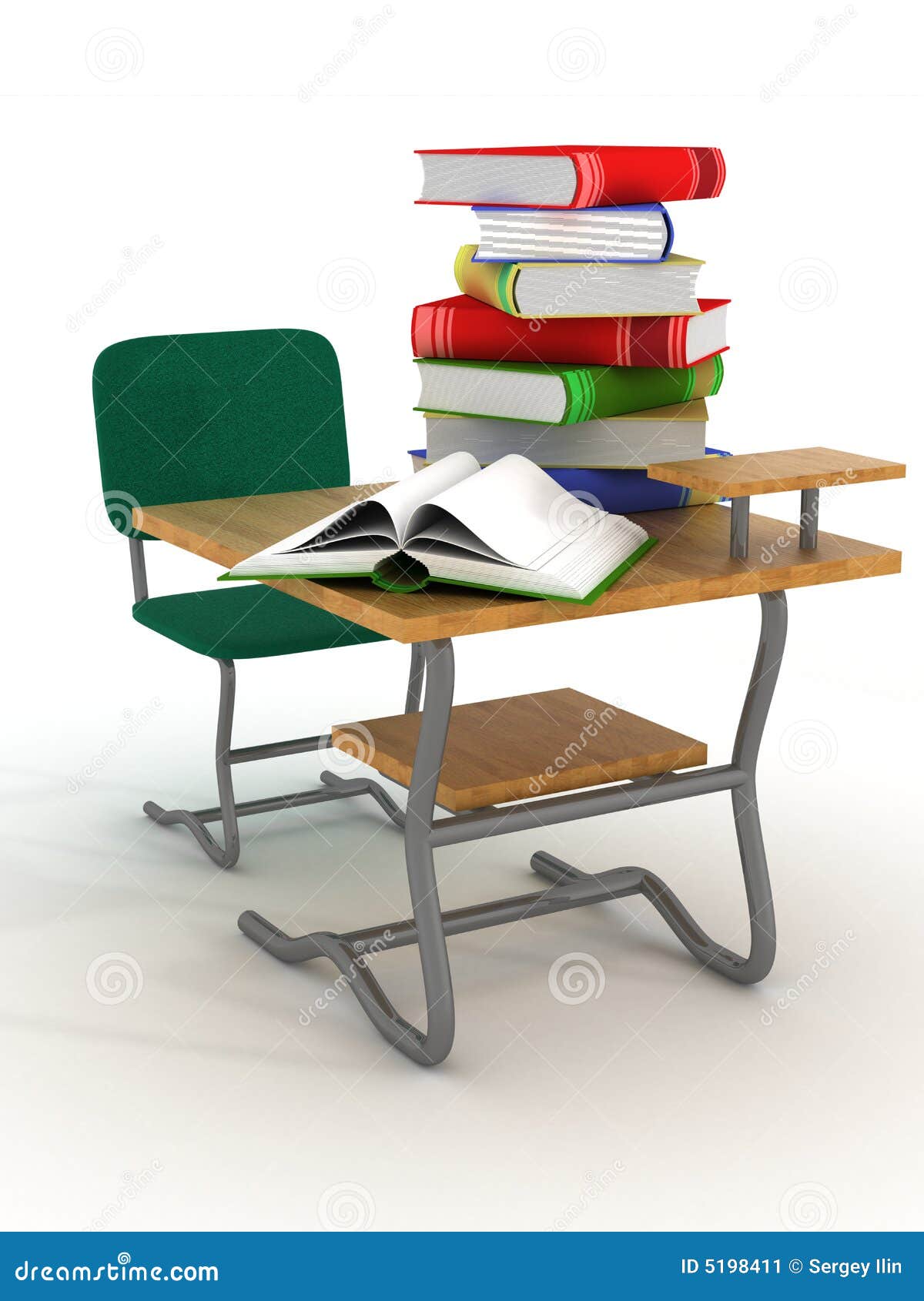 School Desk Vector. Empty Table, Chair. School Education Concept ...