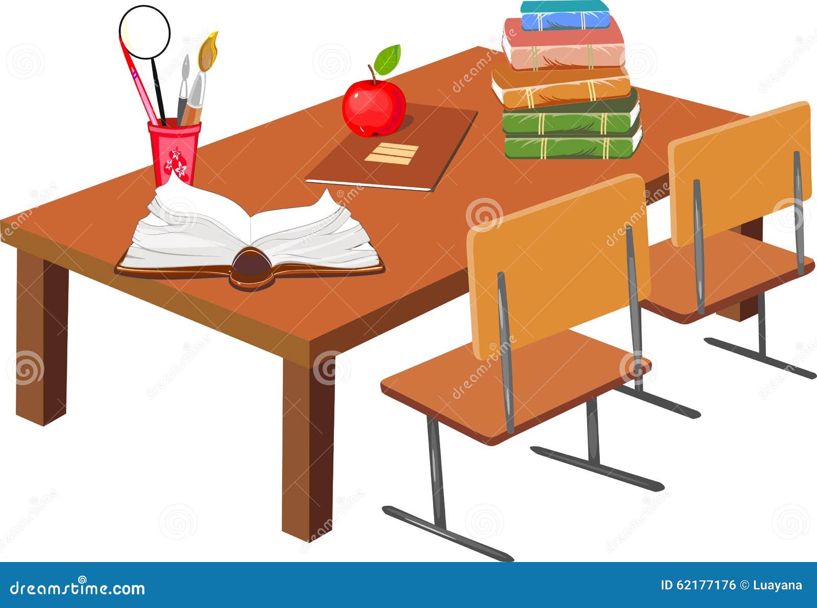 School desk stock vector. Illustration of cartoon, graphic - 62177176