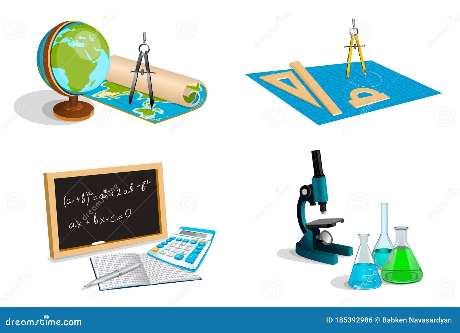 School different subjects stock vector. Illustration of design - 185392986