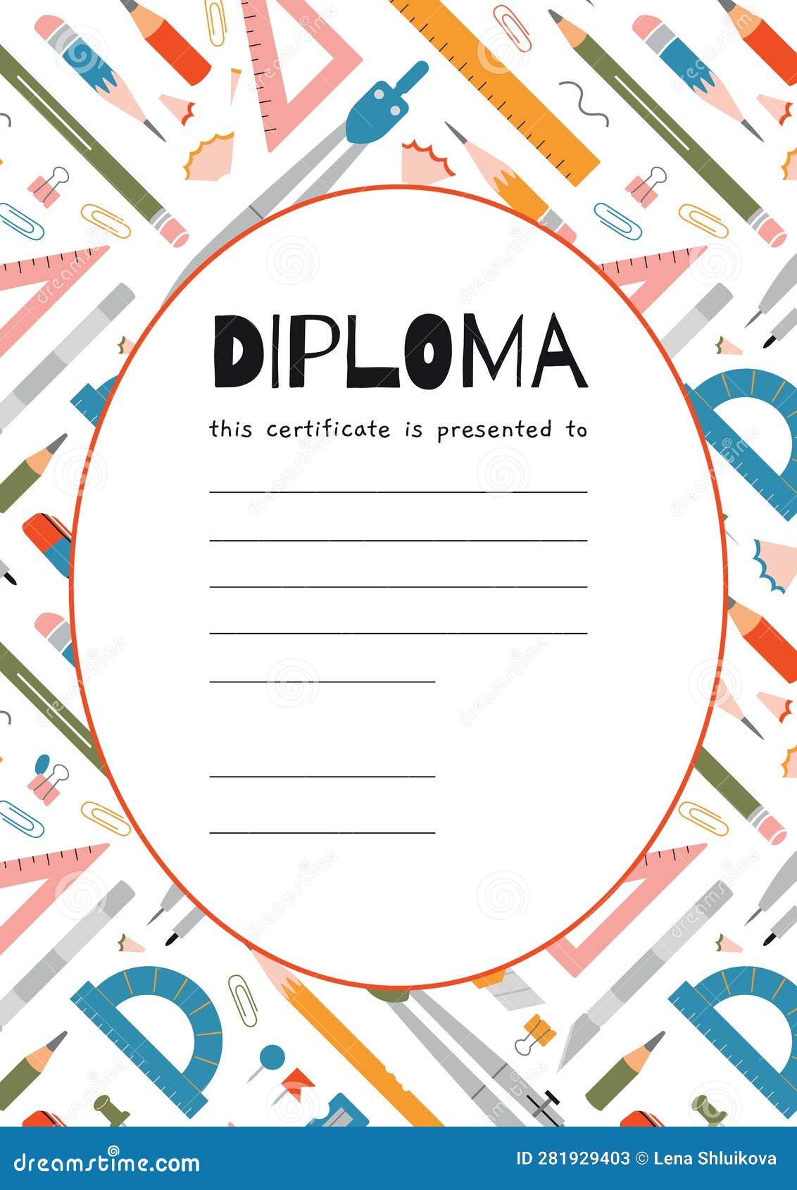 School Diploma Certificate for Students with Drafting Tools Pattern ...
