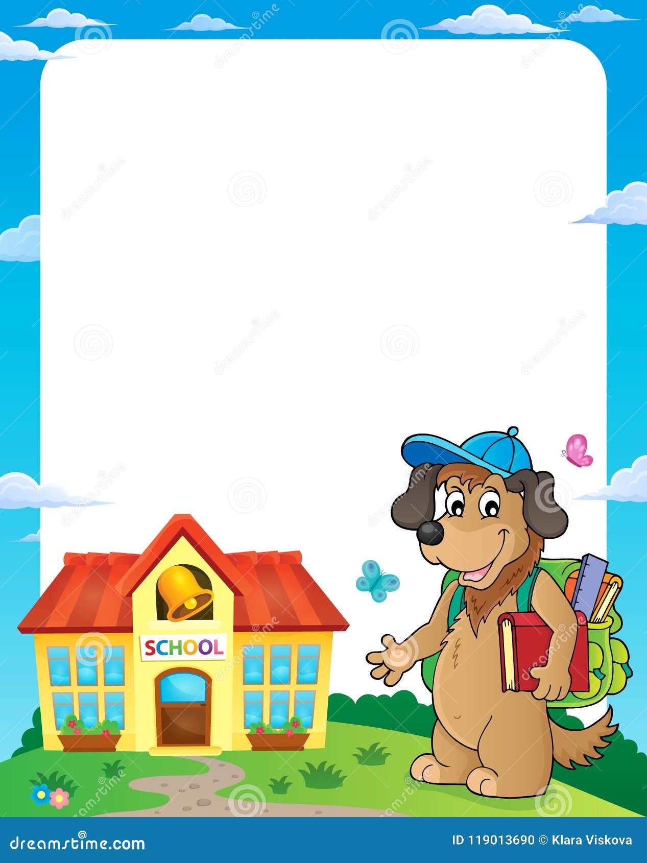 School dog theme frame 1 stock vector. Illustration of composition ...