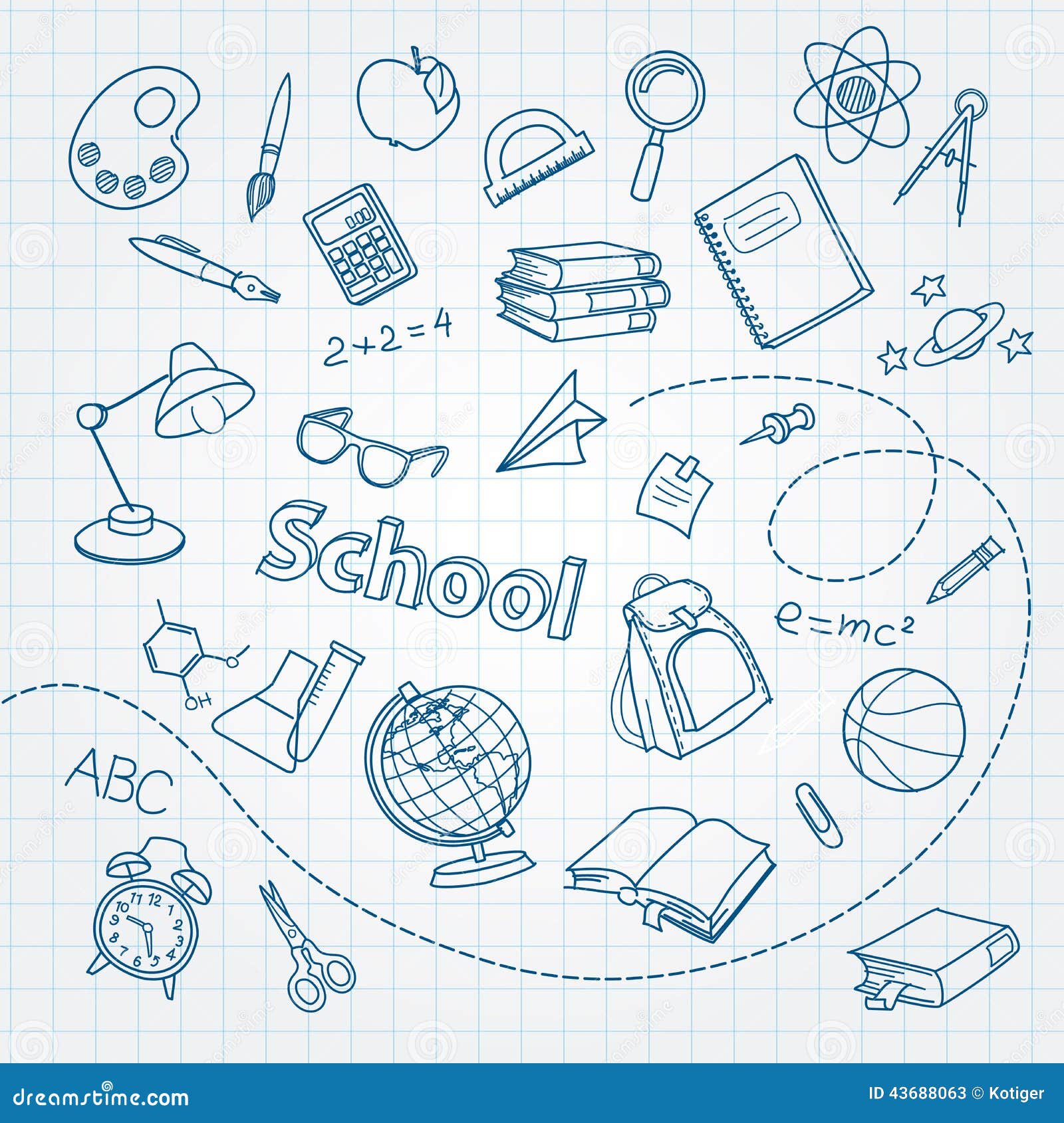 School Doodle Notebook Page Vector Background Stock Illustrations ...