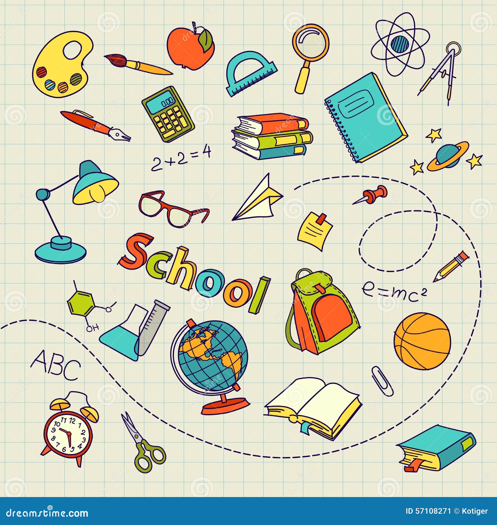 School Doodle on Notebook Page Vector Background Stock Vector ...