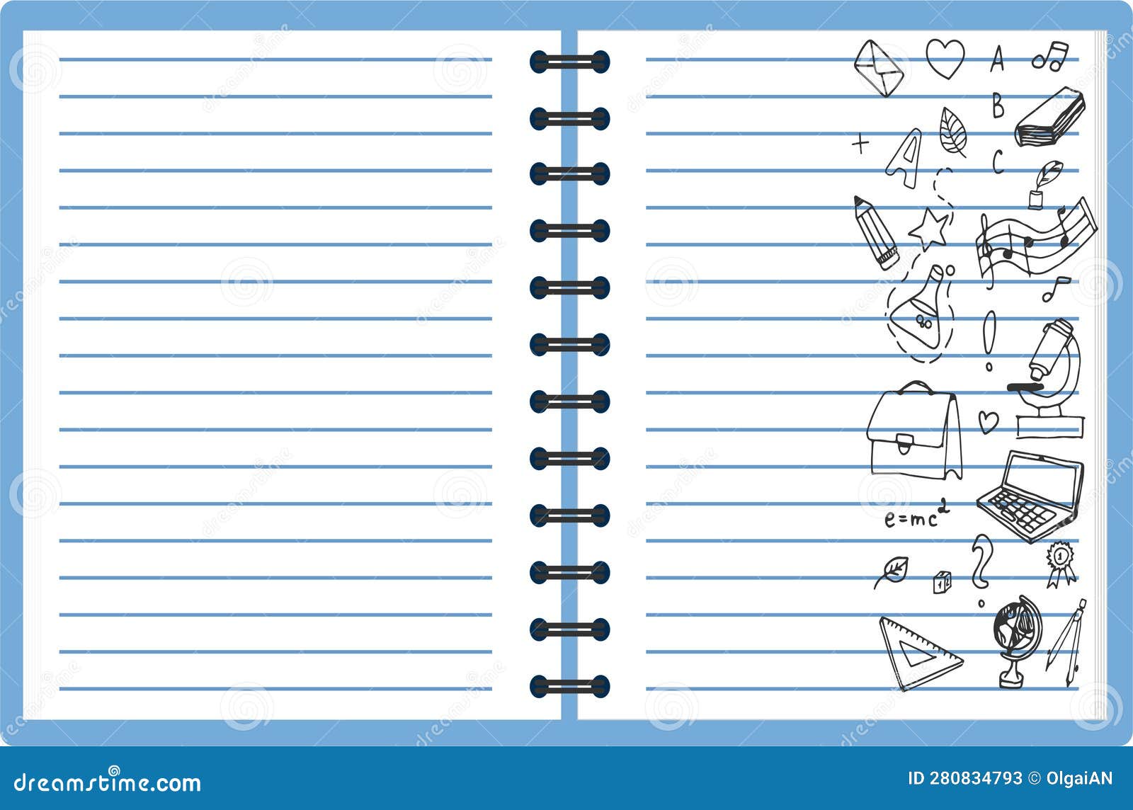 School Doodle on Notebook Page Vector Background File Stock Vector ...