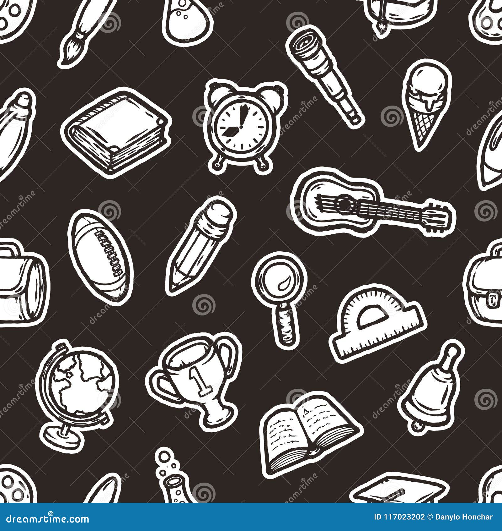 School Doodles Seamless Pattern. Stock Vector - Illustration of student ...