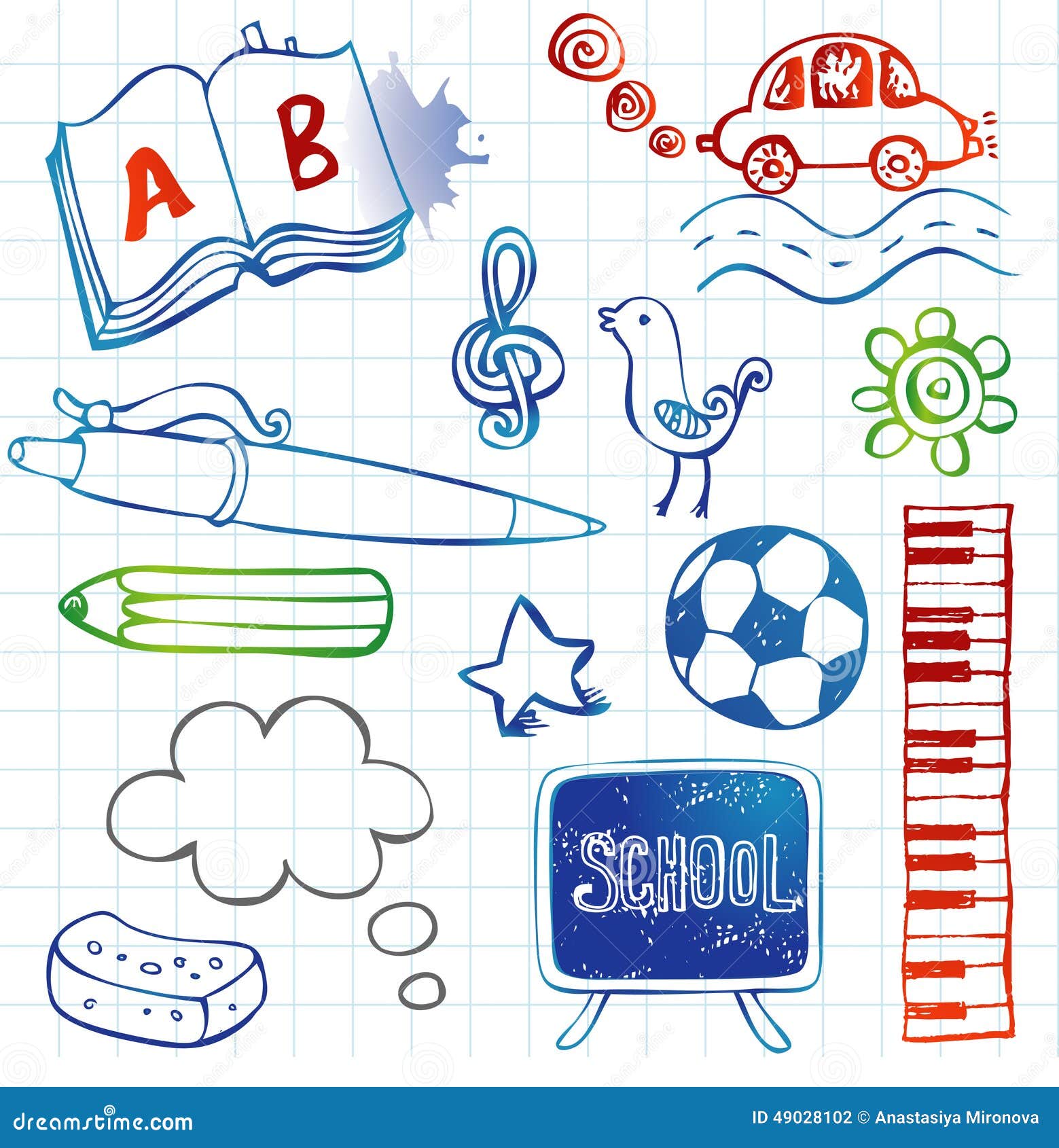 School doodles, vector set stock vector. Illustration of hand - 49028102