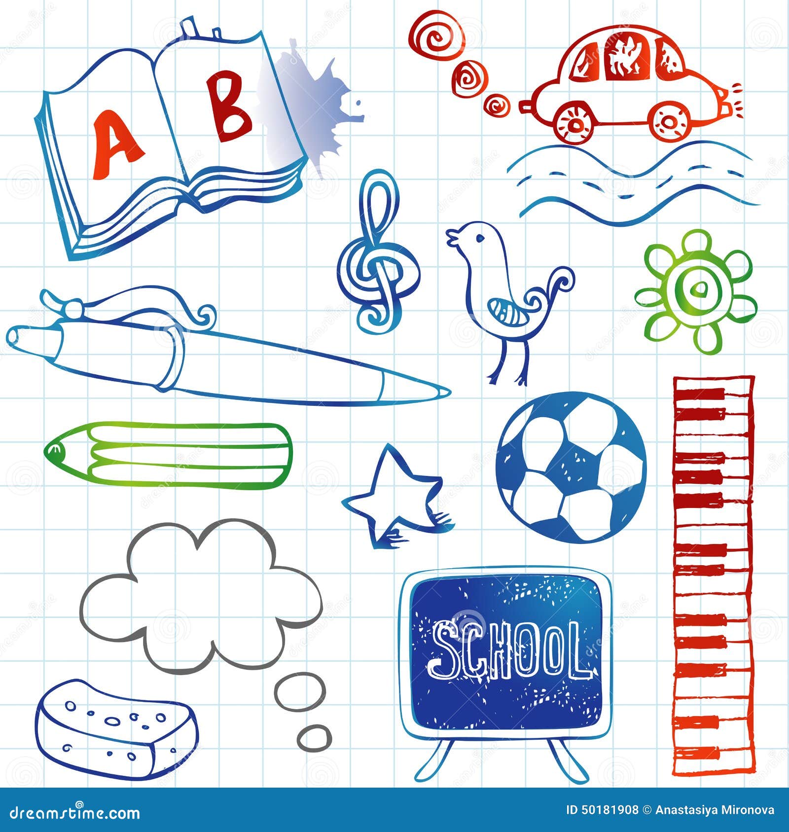 School doodles, vector set stock vector. Illustration of love - 50181908