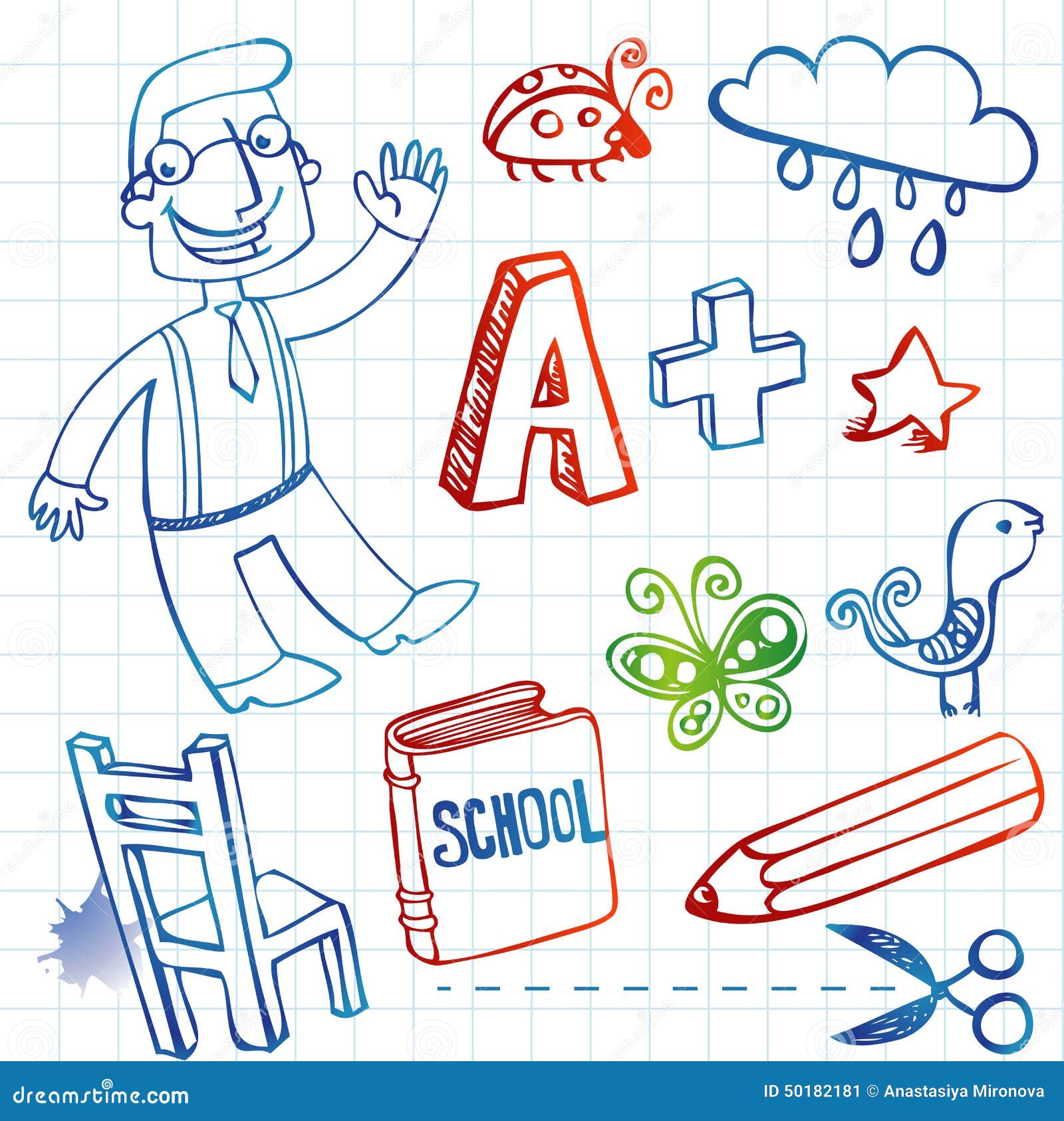 School doodles, vector set stock vector. Illustration of ball - 50182181