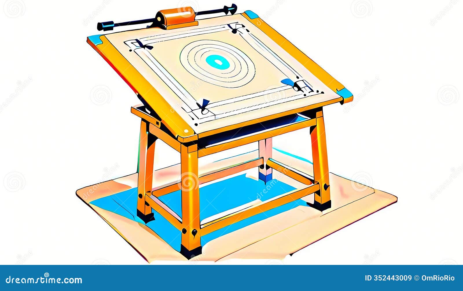 School Drafting Table Education Tool Cartoon Square Illustration ...