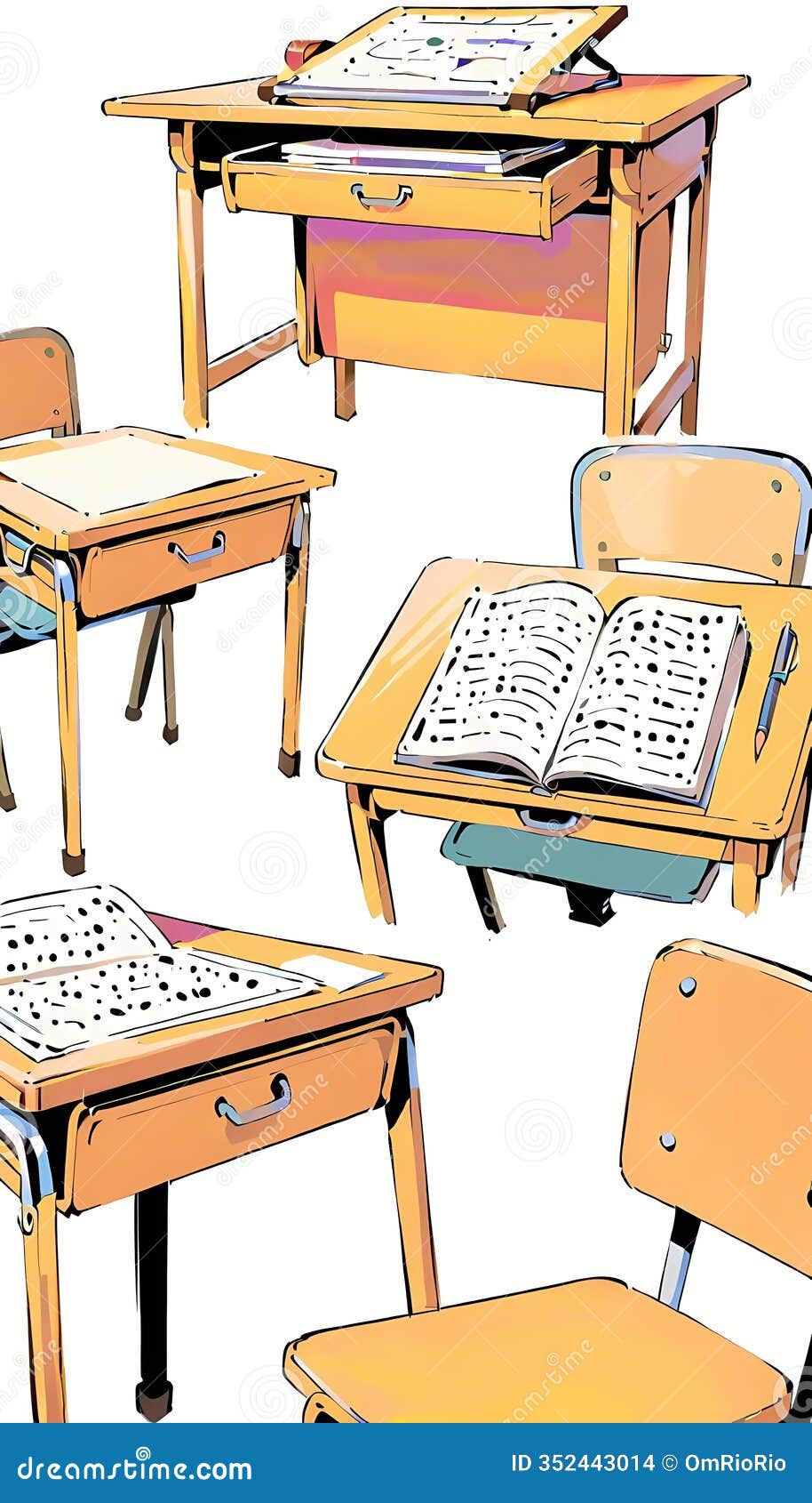 School Drafting Table Education Tool Cartoon Square Illustration ...