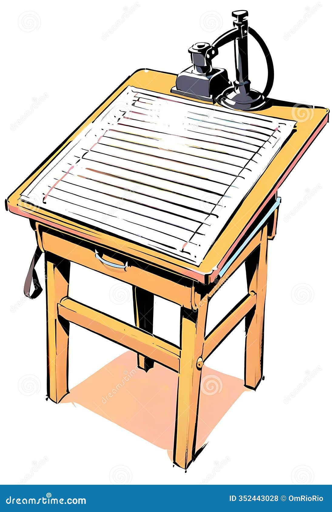 School Drafting Table Education Tool Cartoon Square Illustration ...