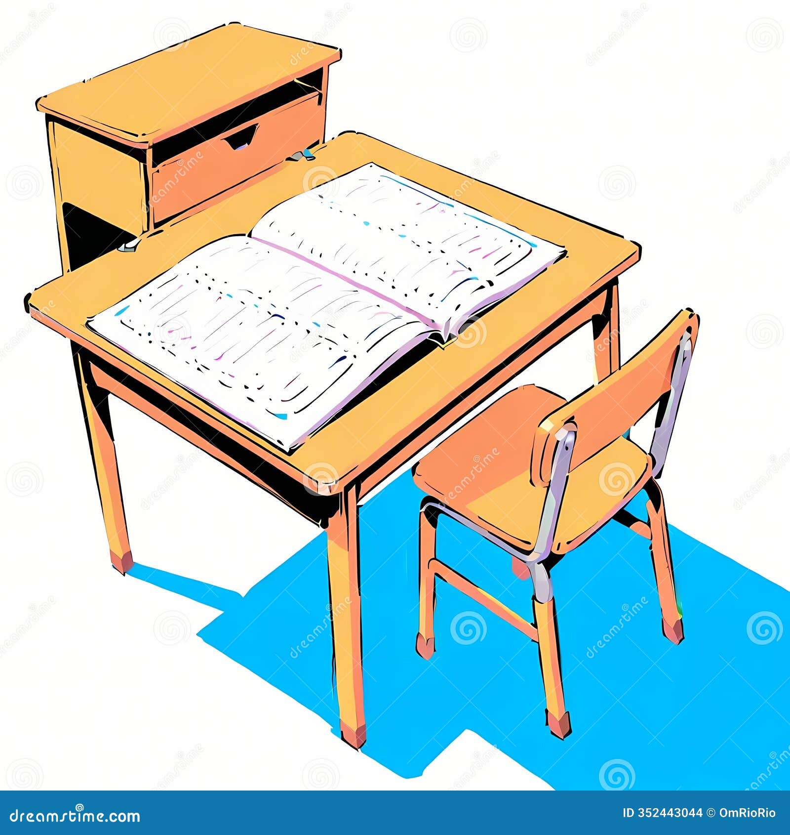 School Drafting Table Education Tool Cartoon Square Illustration ...