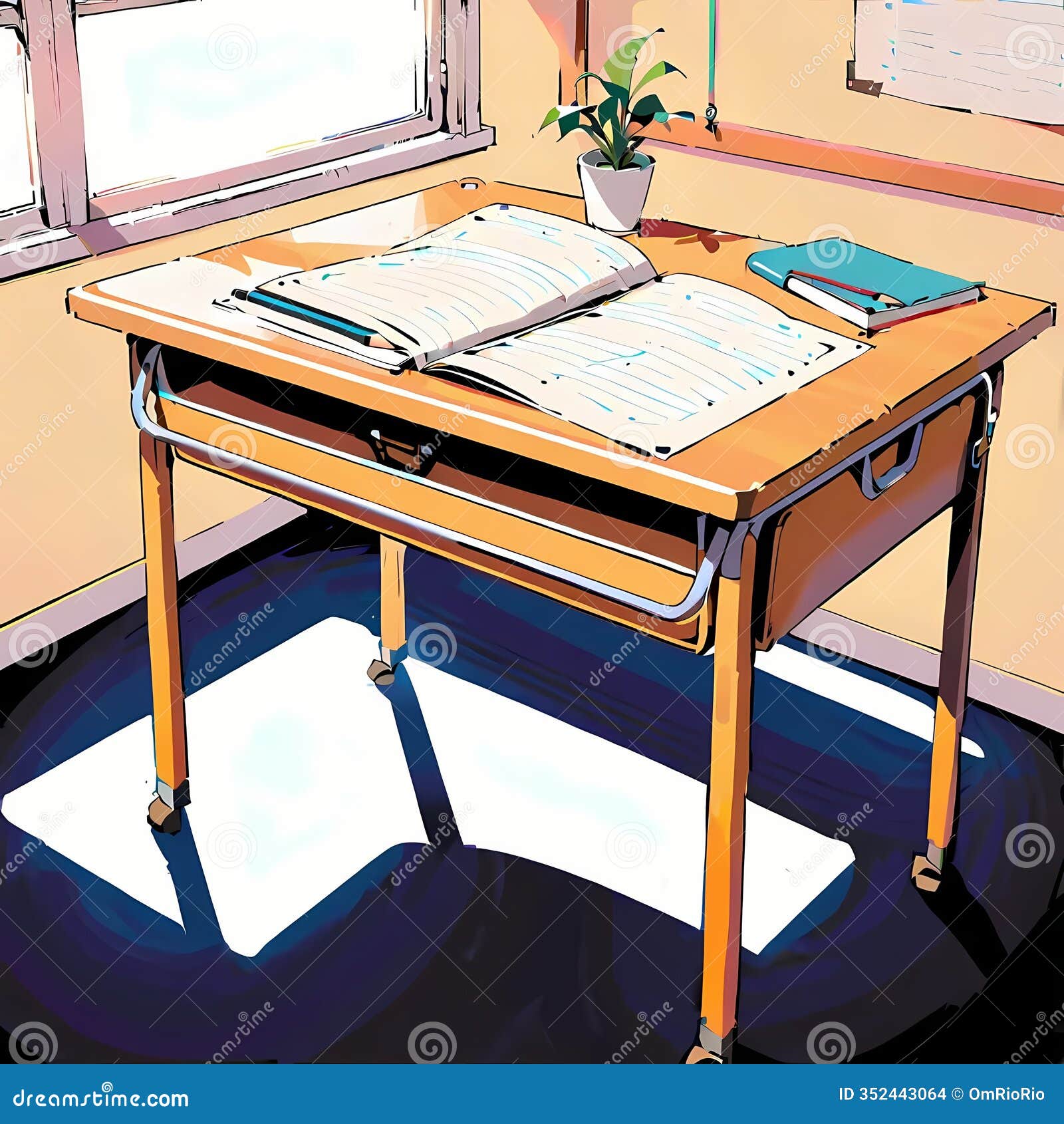 School Drafting Table Education Tool Cartoon Square Illustration ...