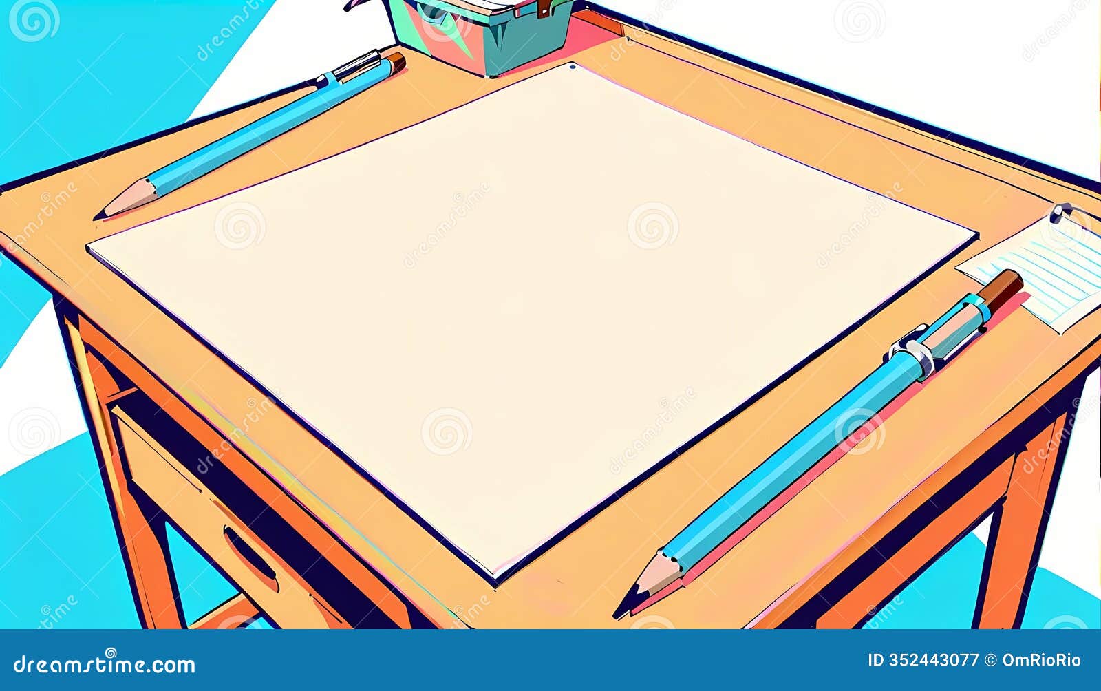School Drafting Table Education Tool Cartoon Square Illustration ...