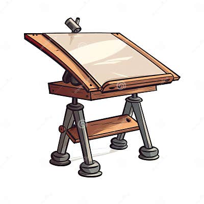 School Drafting Table Education Tool Cartoon Square Illustration. Stock ...