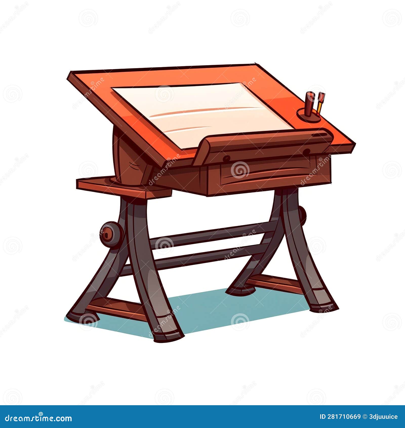 School Drafting Table Education Tool Cartoon Square Illustration. Stock ...