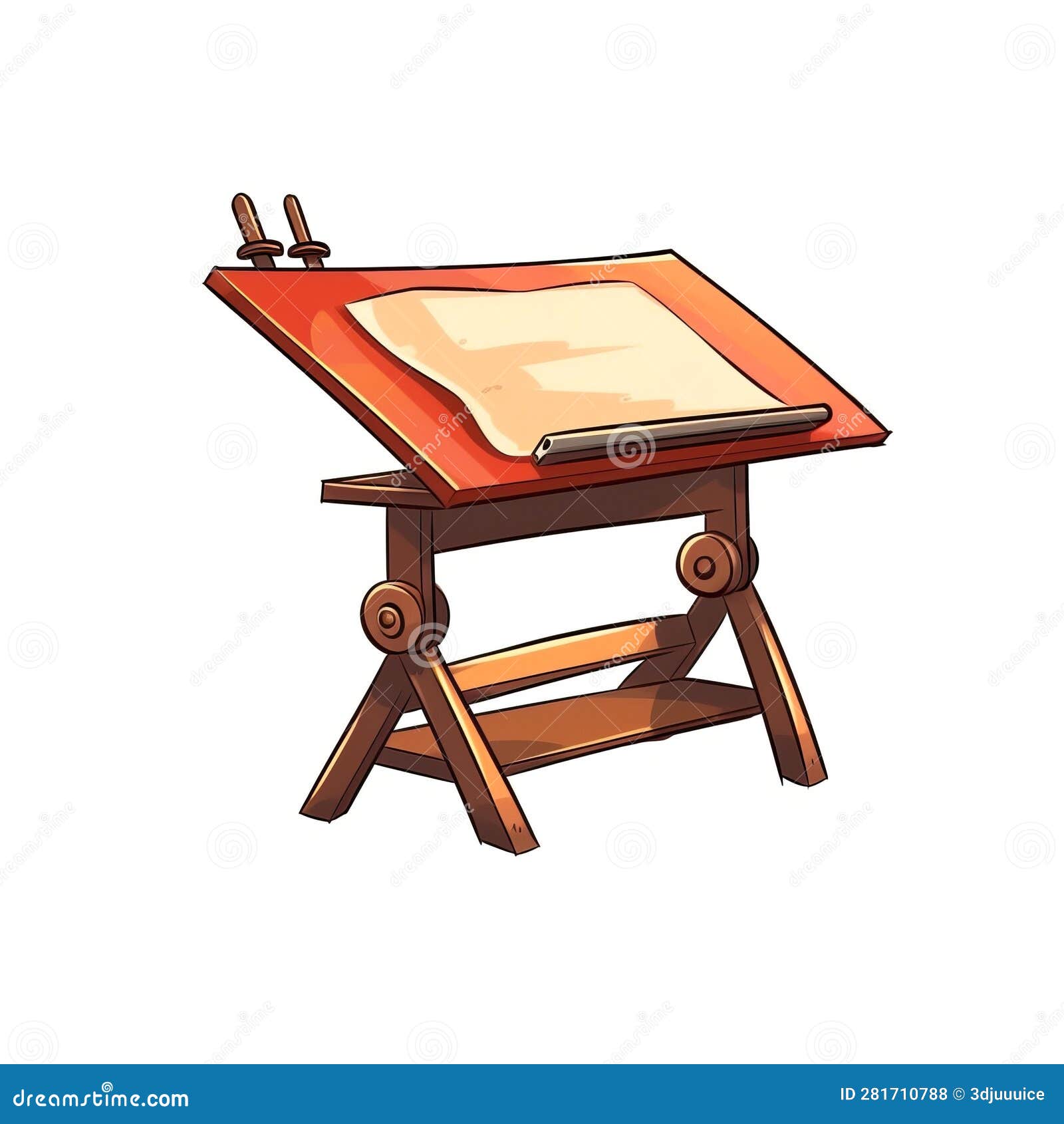 School Drafting Table Education Tool Cartoon Square Illustration. Stock ...
