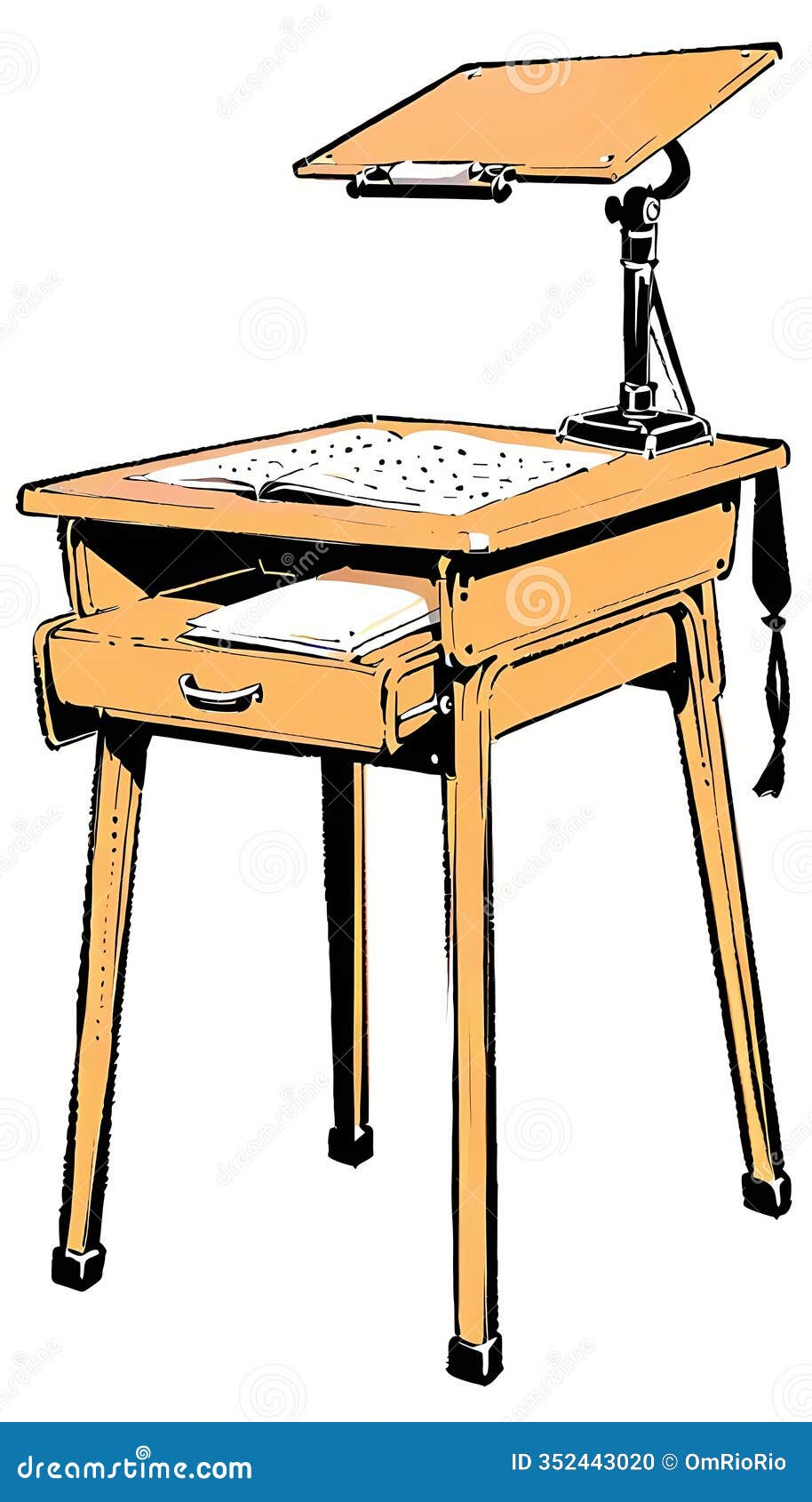 School Drafting Table Education Tool Cartoon Square Illustration ...