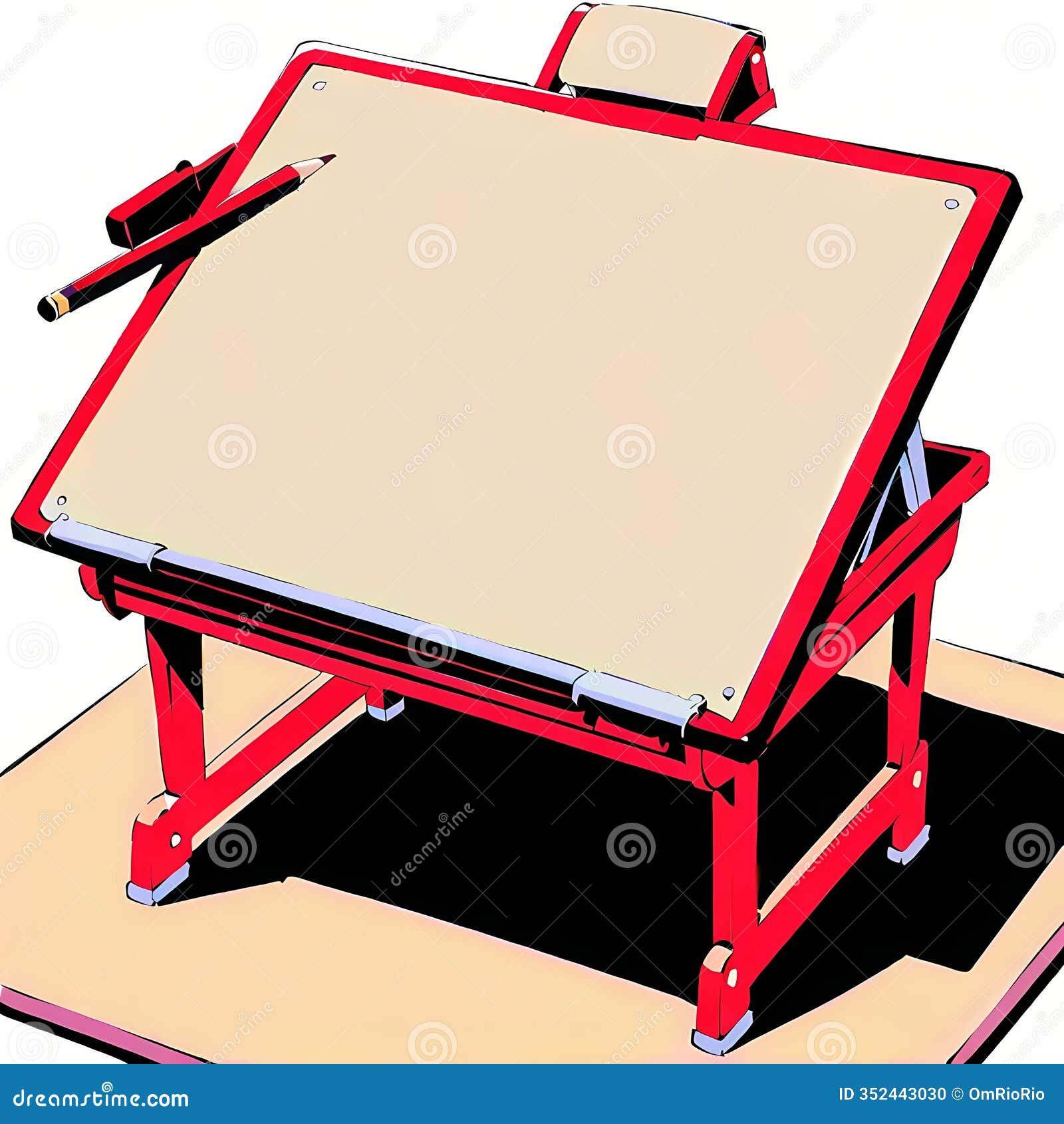 School Drafting Table Education Tool Cartoon Square Illustration ...