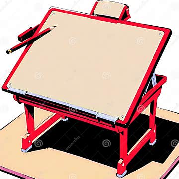 School Drafting Table Education Tool Cartoon Square Illustration ...