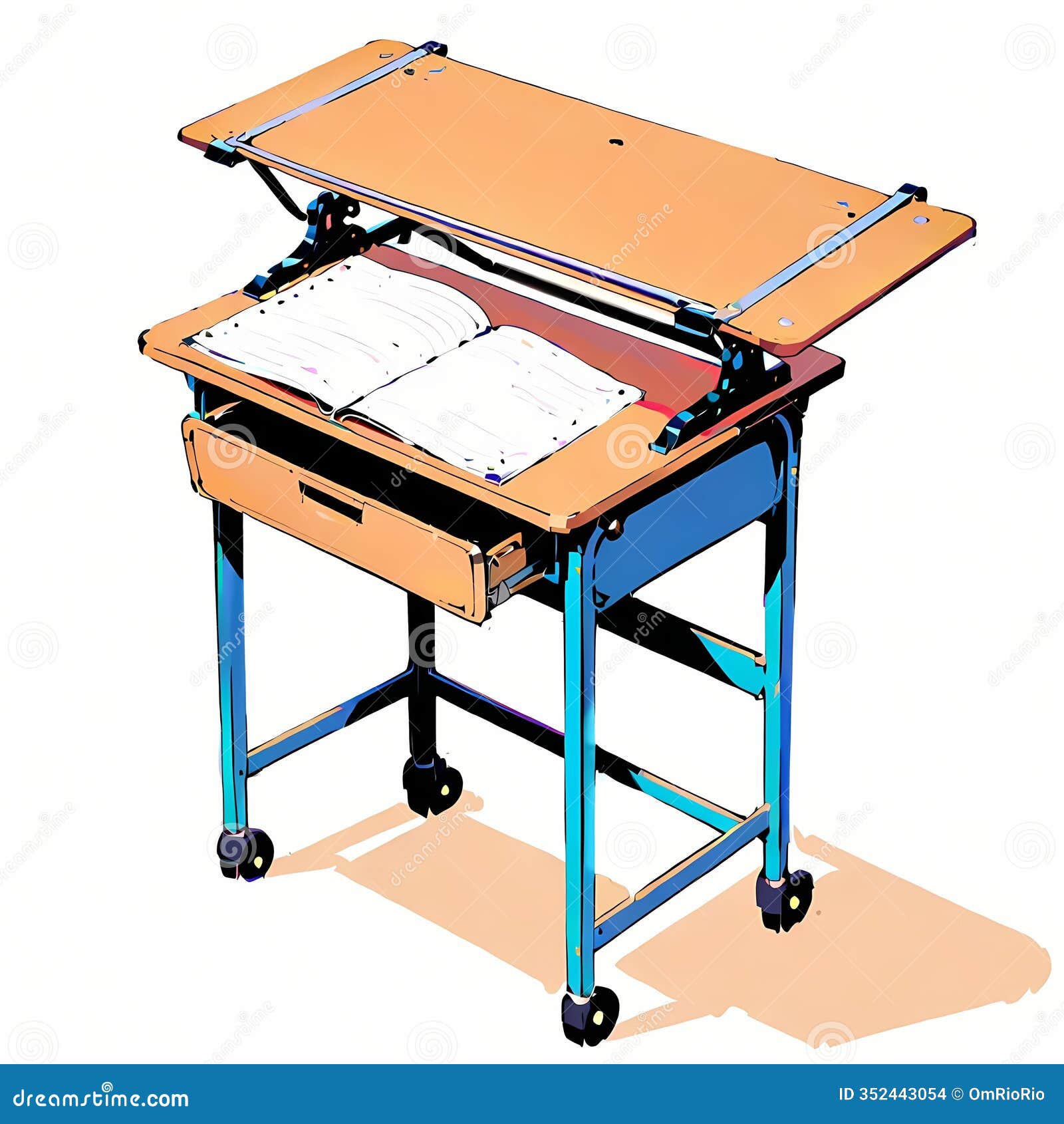 School Drafting Table Education Tool Cartoon Square Illustration ...