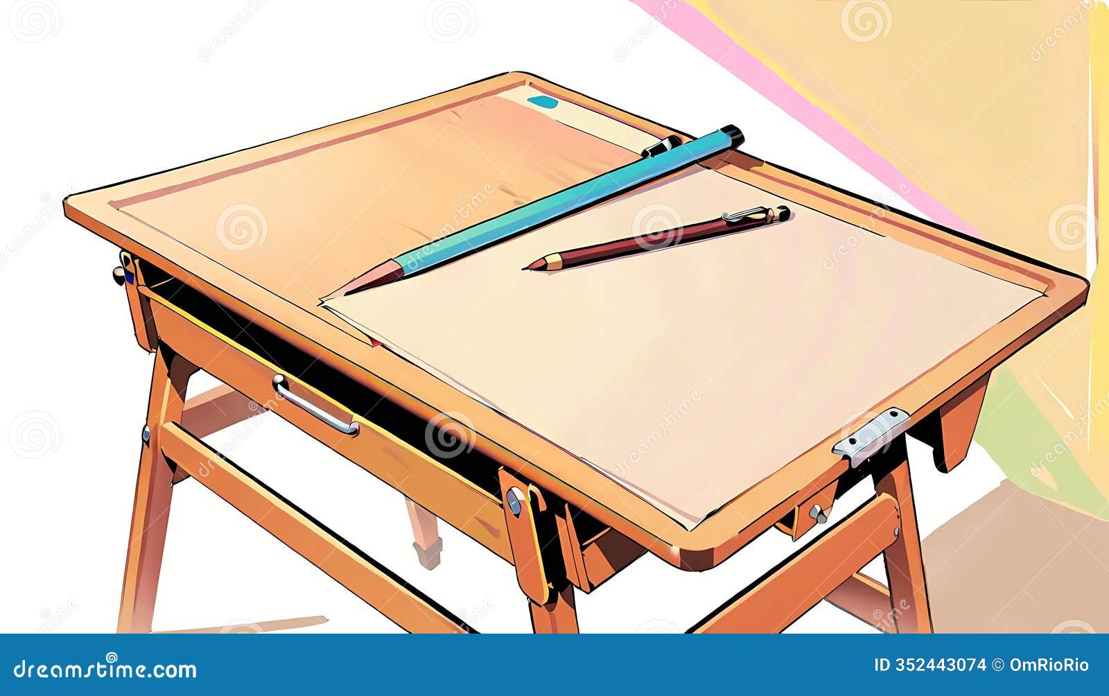 School Drafting Table Education Tool Cartoon Square Illustration ...