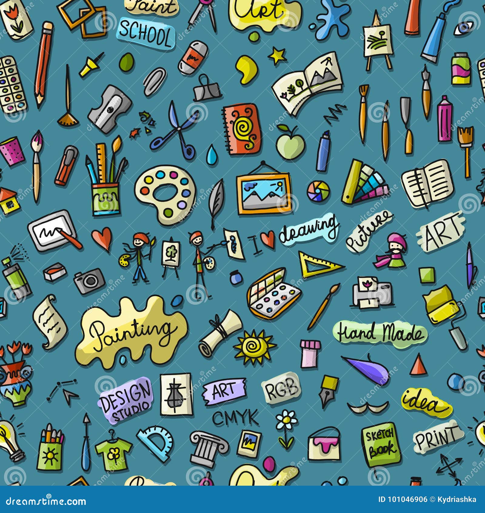 School of Drawing, Seamless Pattern for Your Design Stock Vector ...