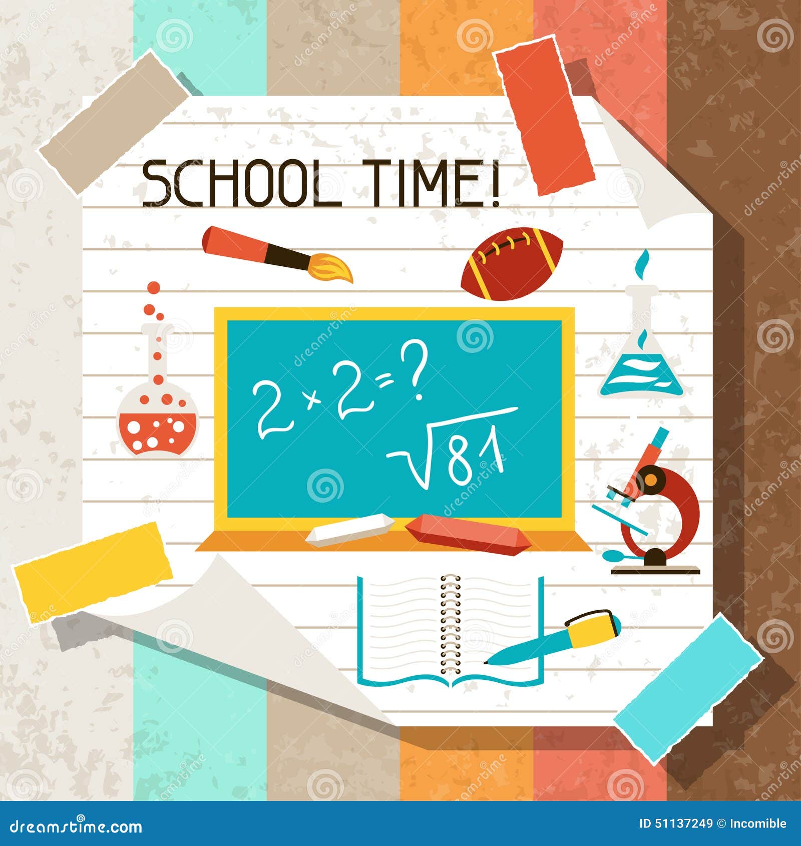 School and Education Background with Sticky Papers Stock Vector ...