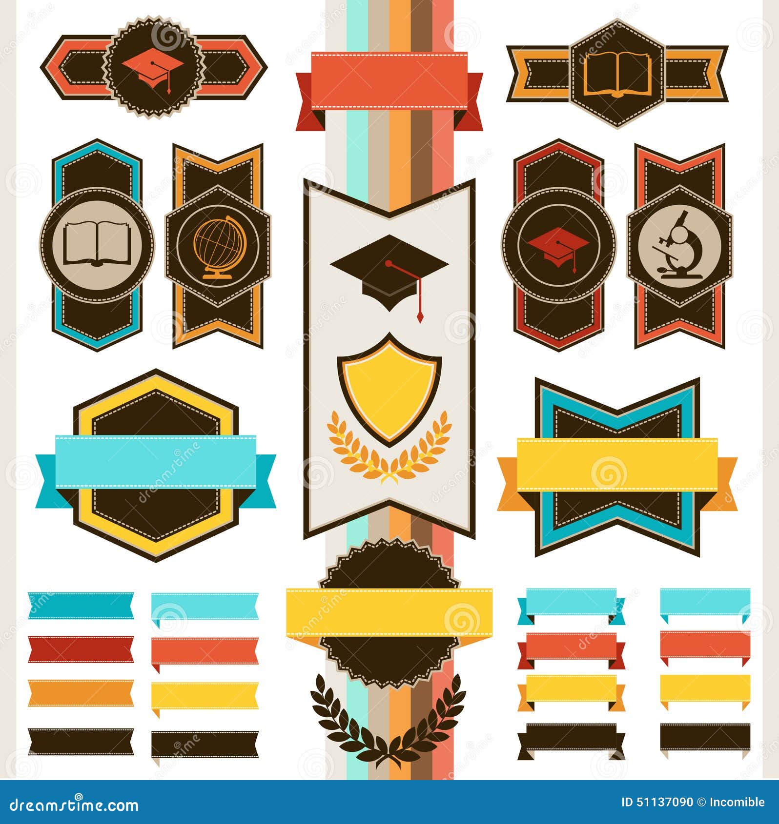 School Education Badges and Ribbons Stock Vector - Illustration of ...