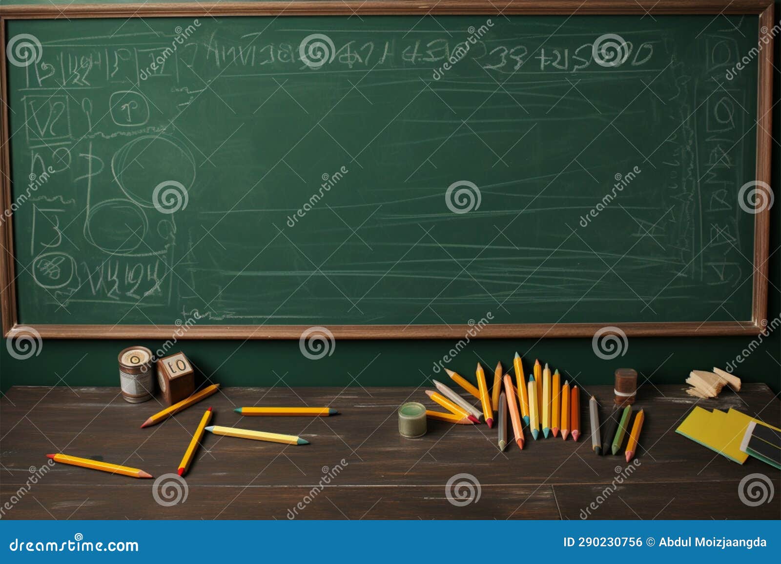 School Education Concept with a Blackboard Backdrop Stock Illustration ...