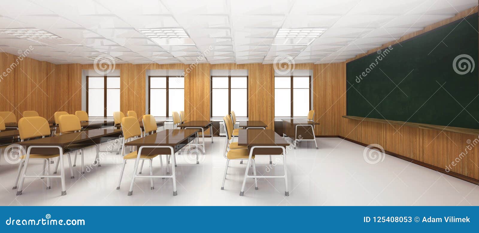 Wooden Modern Classroom Interior Side View Stock Illustration ...
